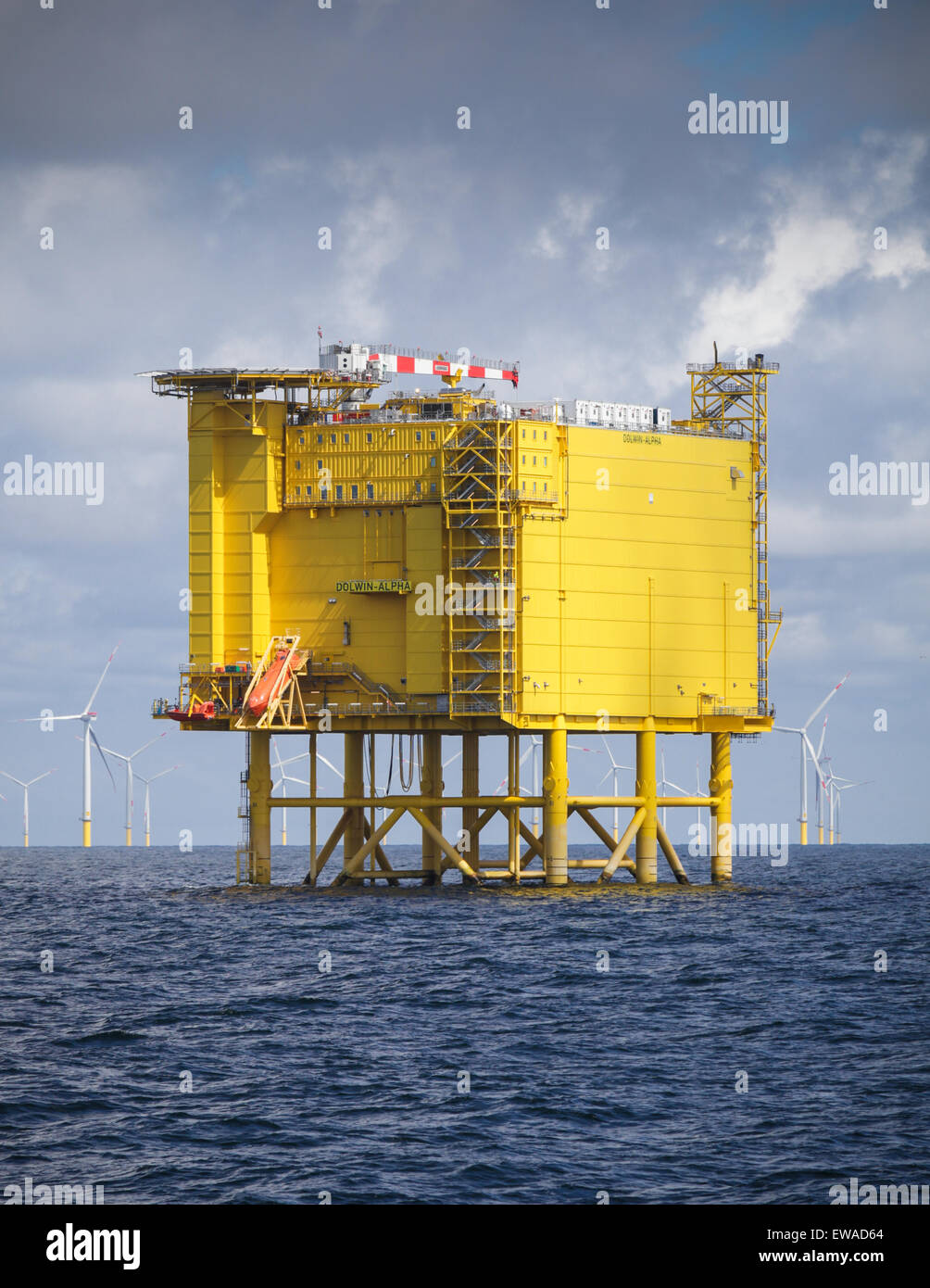 The DolWin Alpha HVAC to HVDC converter platform, located next to the ...