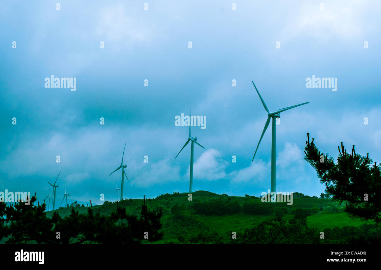 Wind energy Fan photo taken at Yangam hill, South Korea Stock Photo - Alamy