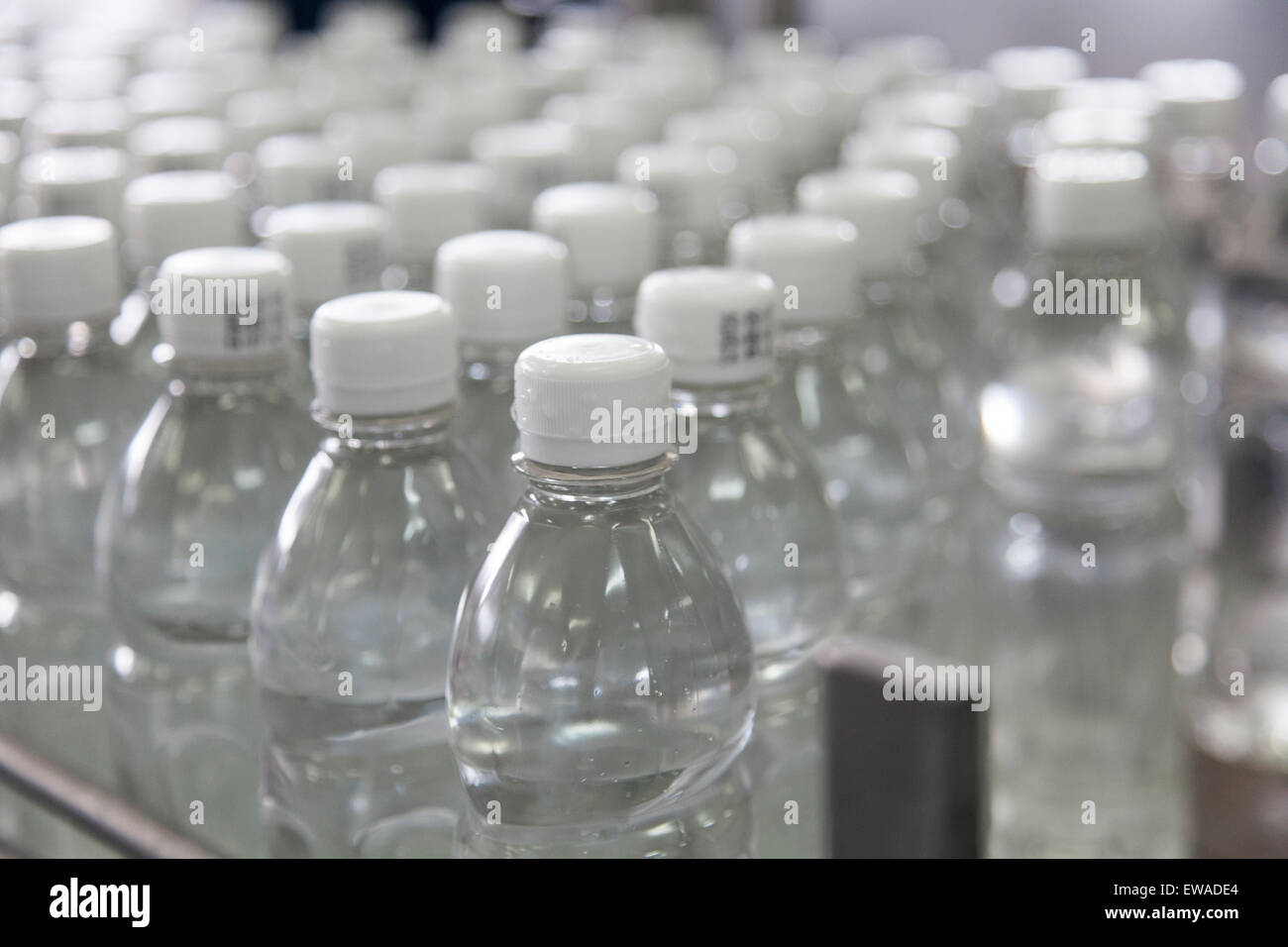 Bottle filled with water standing on the assembly line Stock Photo - Alamy