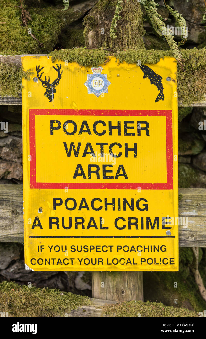 Poacher Watch Area Sign Stock Photo - Alamy