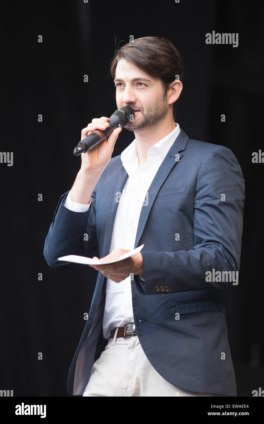 London, UK. 21 June 2015. Presenter Oliver Tompsett at West End Live ...