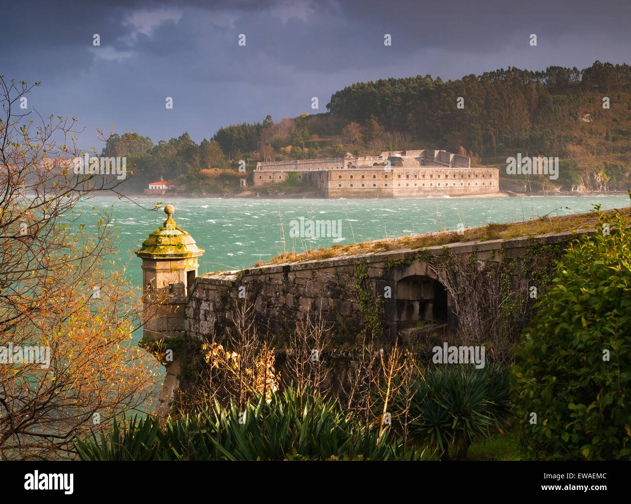 FERROL, SPAIN - FEBRUARY 08: San Felipe and La Palma castles on ...