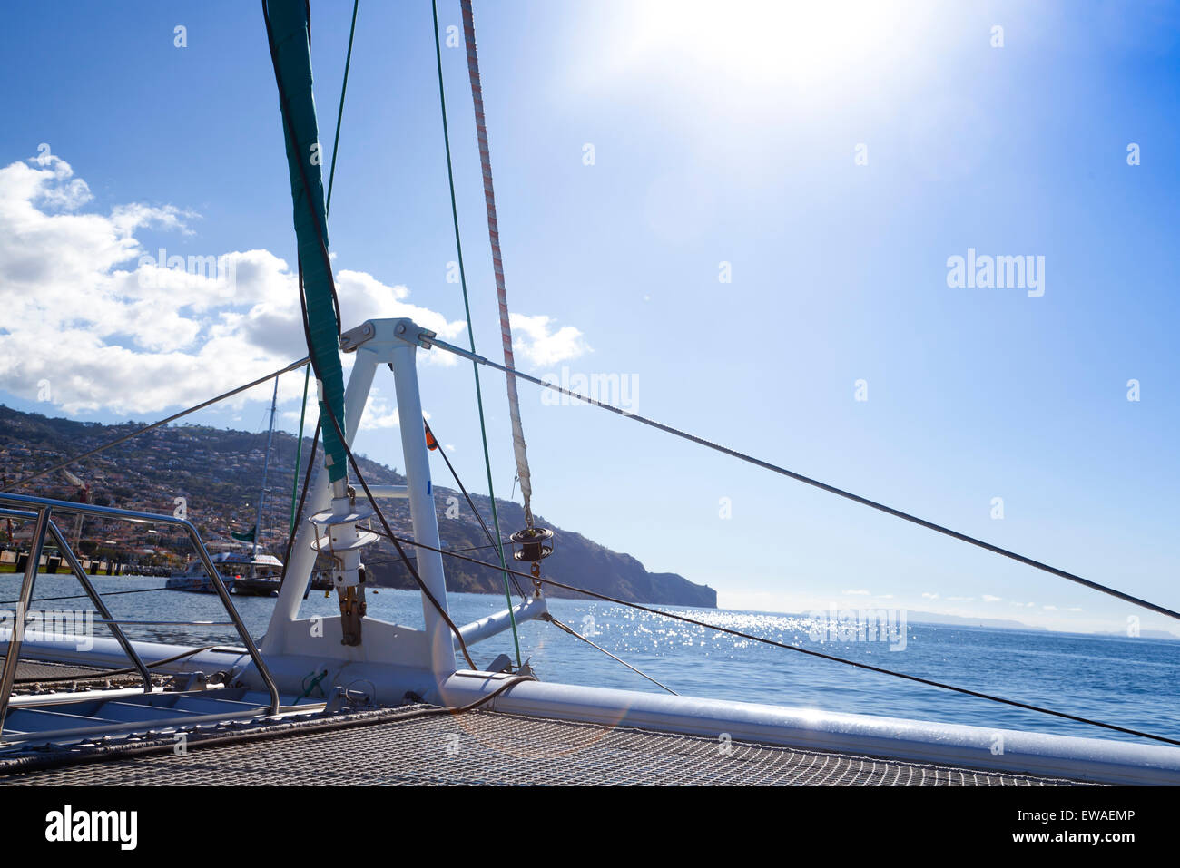 Catamaran Sailing Boat near Madeira Stock Photo - Alamy