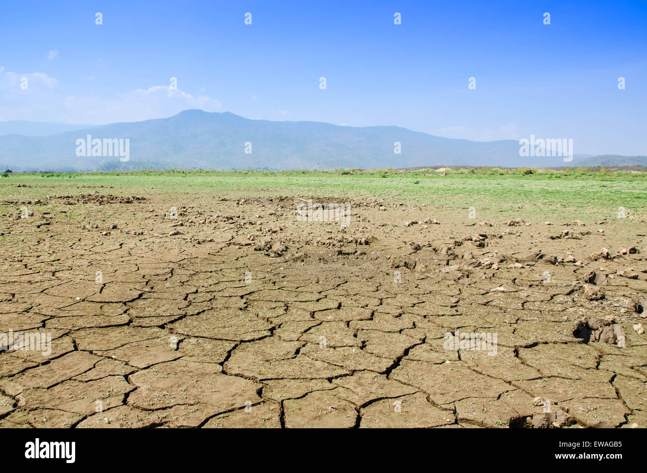 Drought land against a blue sky Stock Photo - Alamy