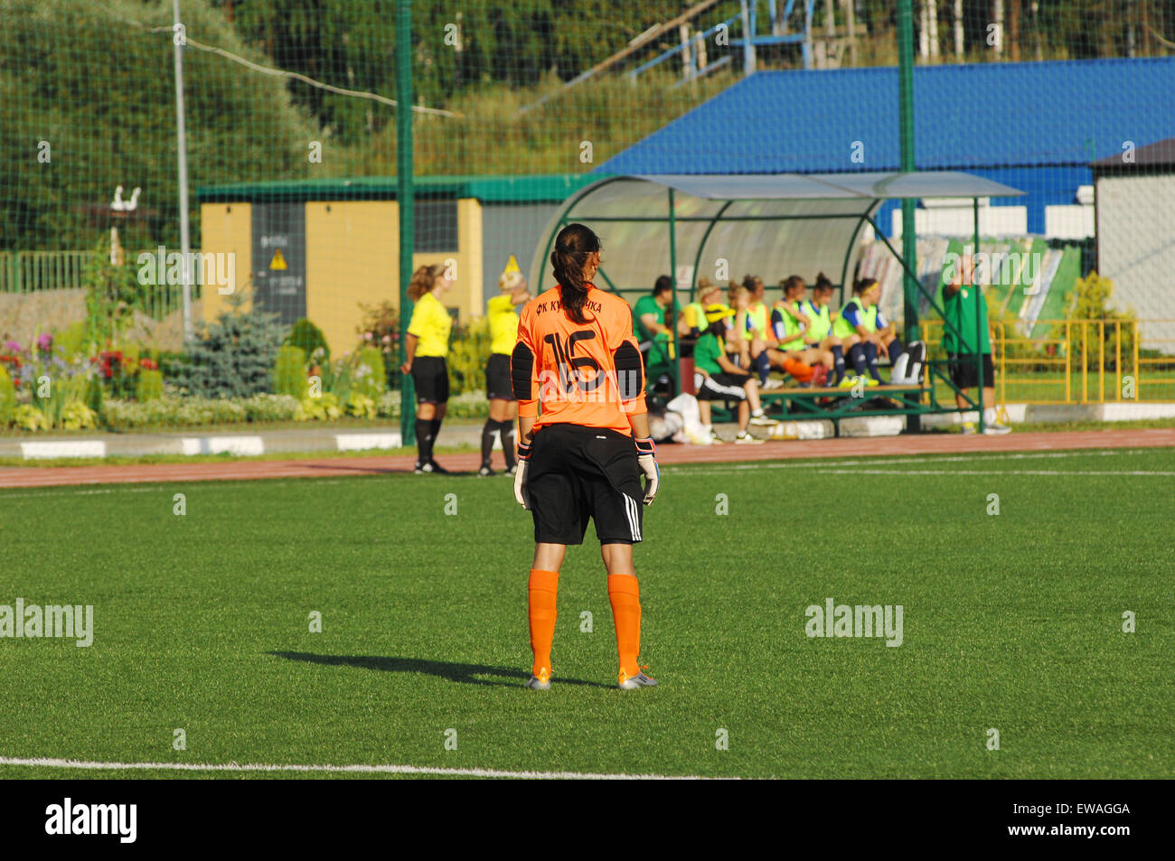 MOSCOW - AUGUST 18: Grichenko T. (16) stand waiting on game Kubanochka ...