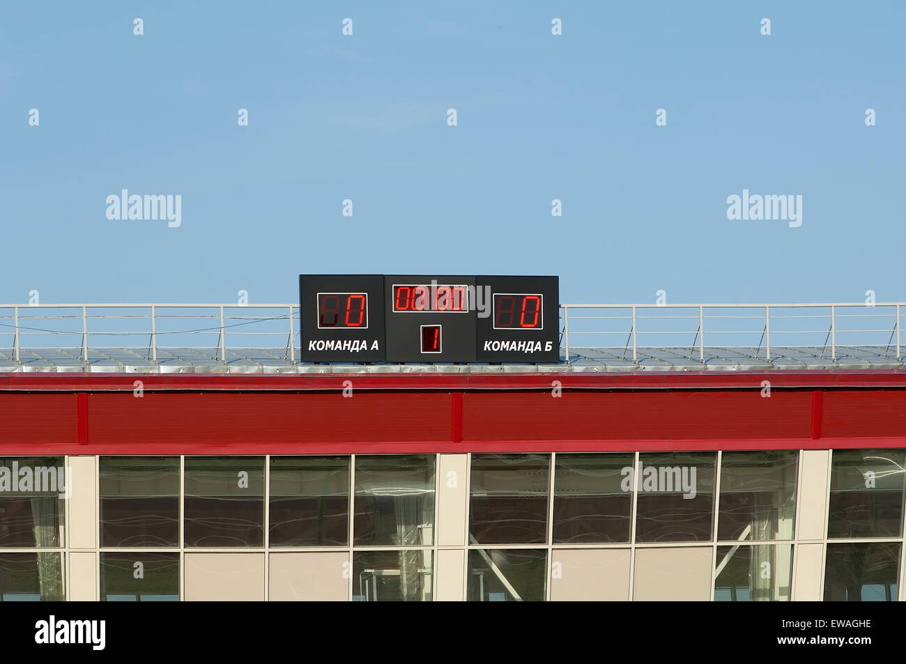 Scoreboard with zeros just before game on sport stadium Stock Photo - Alamy