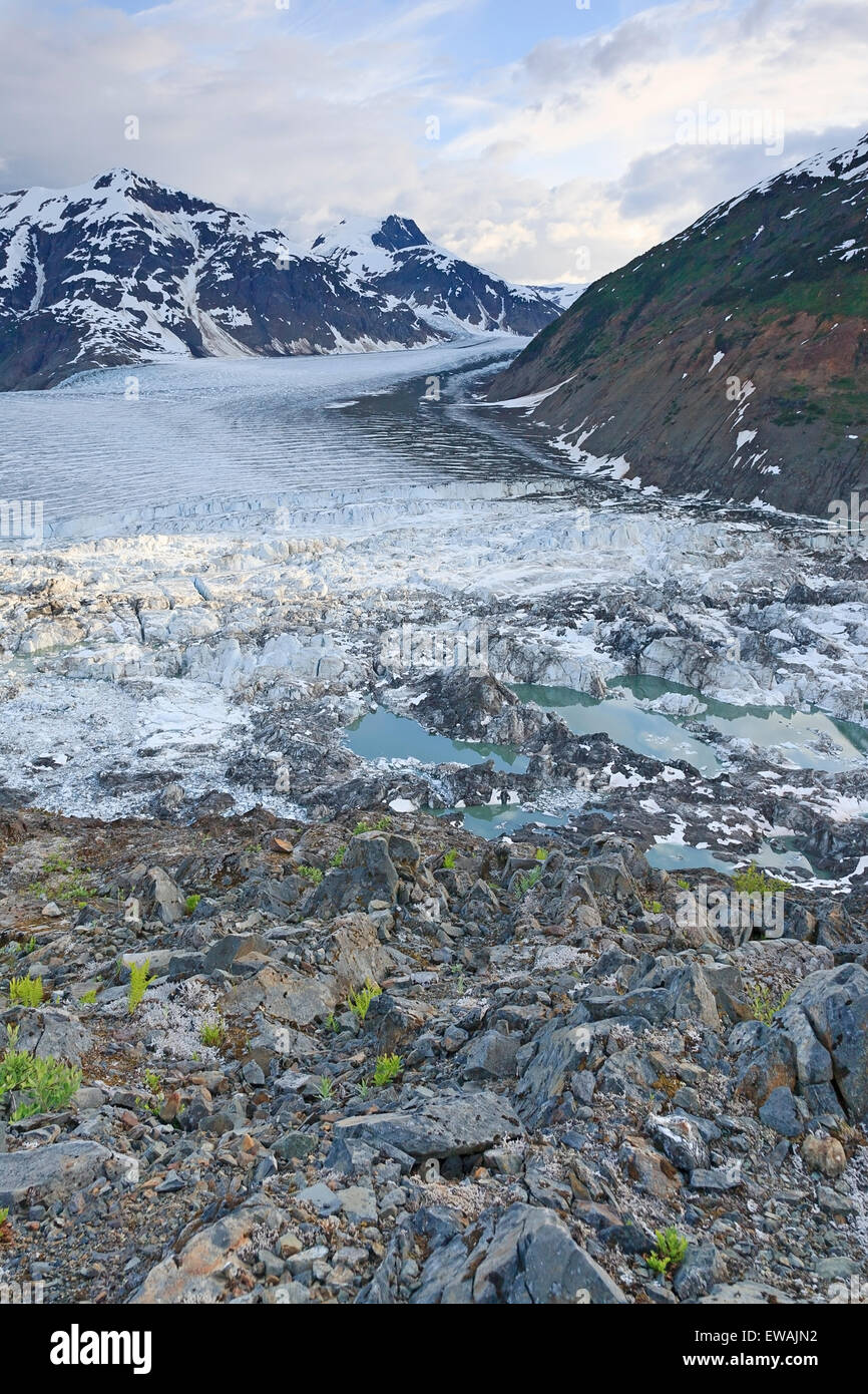 View of Salmon Glacier and Summit Lake, Stewart area, British Columbia ...
