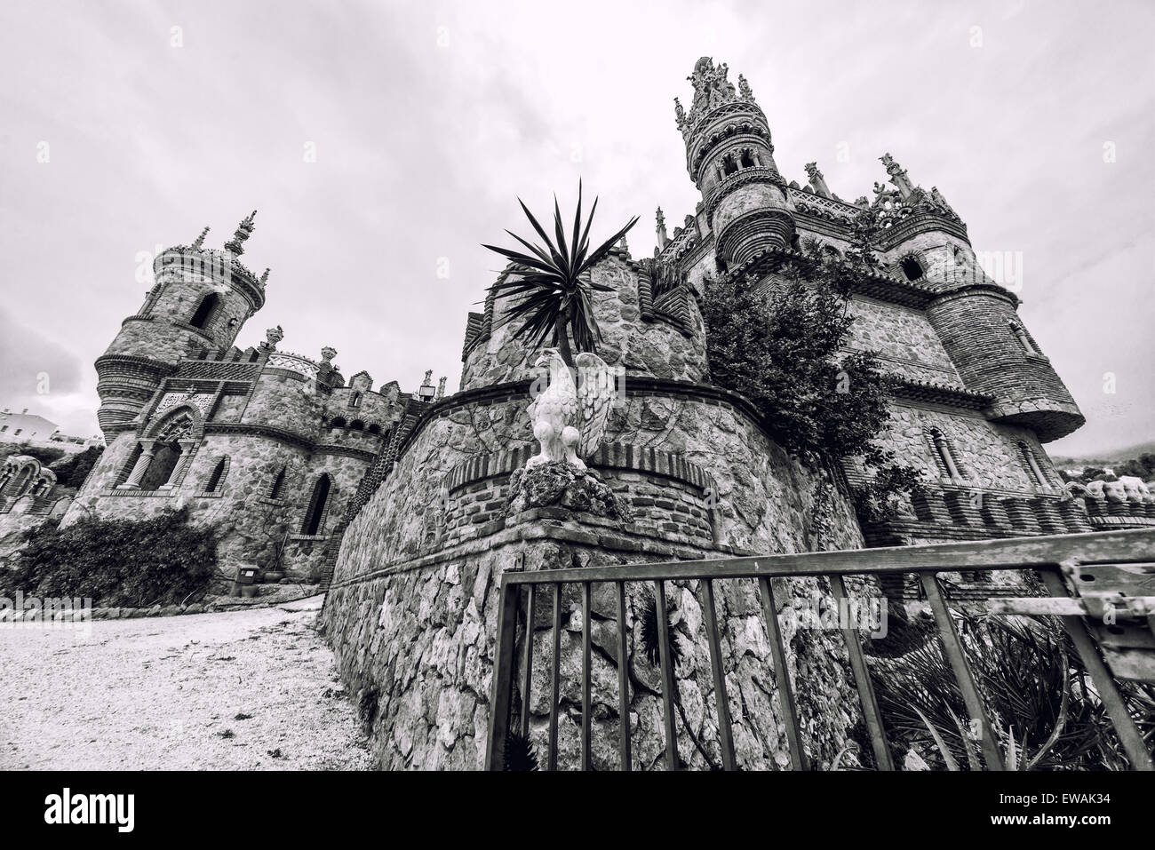 Colomares Castle, black and white Stock Photo - Alamy