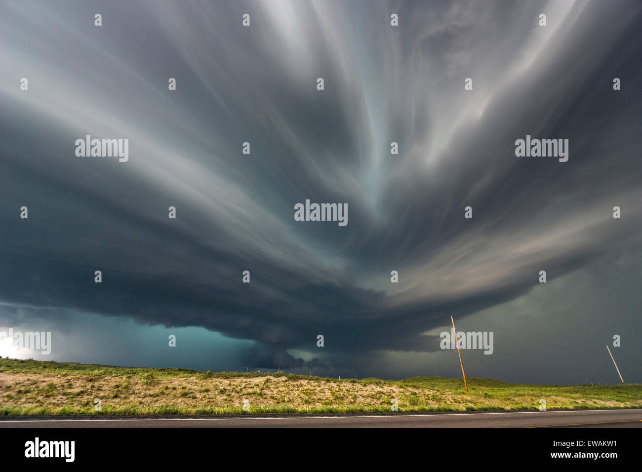 Very Intense High Precipitation Supercell Storm Moves South In The