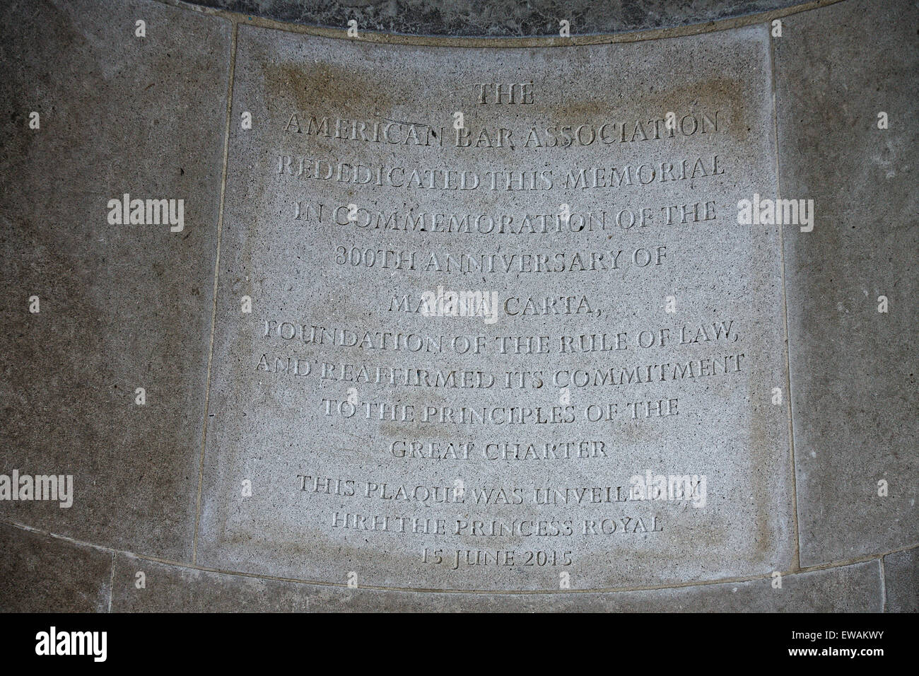 ABA memorial of Magna Carta, Runnymede. One of four engraved stones in ...
