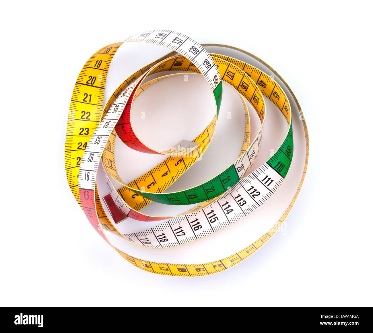 Colorful measure tape. Isolated on white background Stock Photo - Alamy