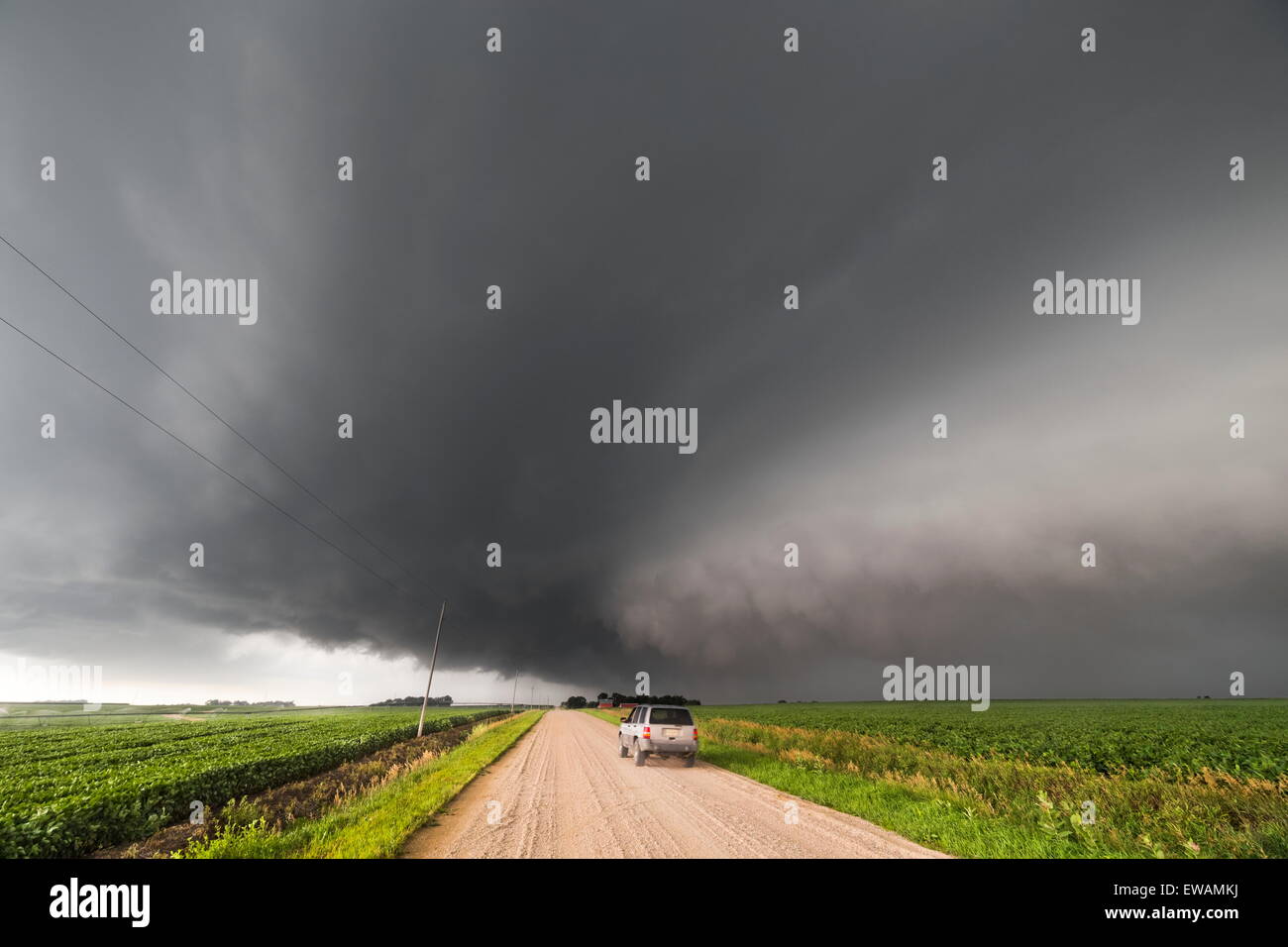 Supercell storm moves southeast near Columbus Nebraska producing large ...