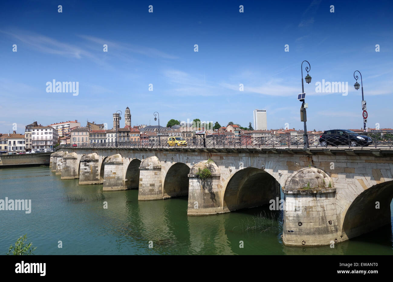 Macon France, River Saone and Saint Laurent bridge in Burgundy Stock ...