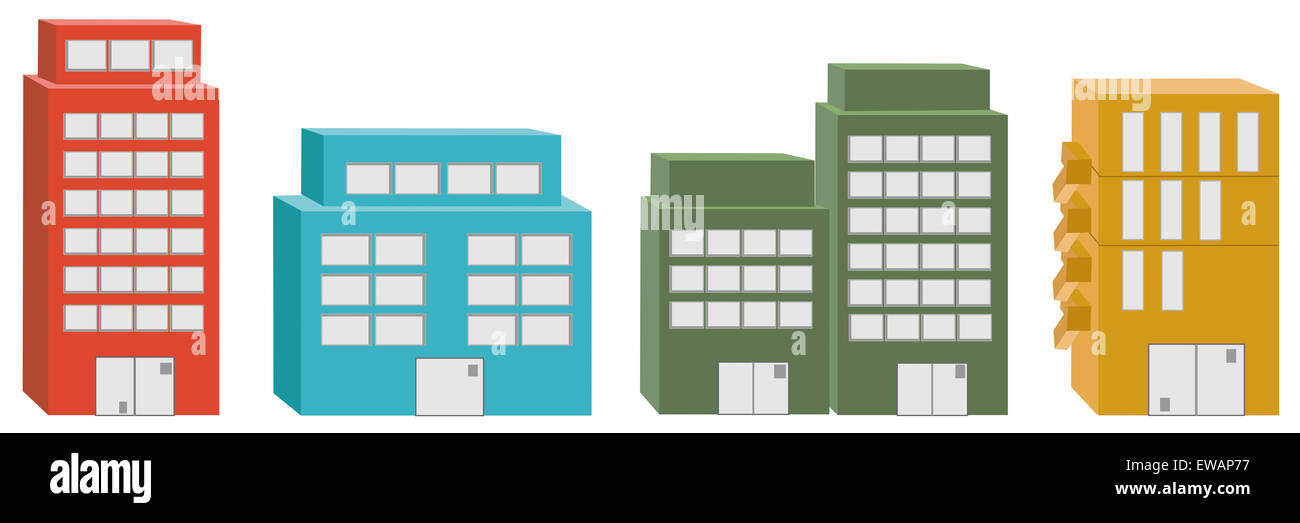 Vector illustrations of 3D icon Buildings Stock Photo - Alamy