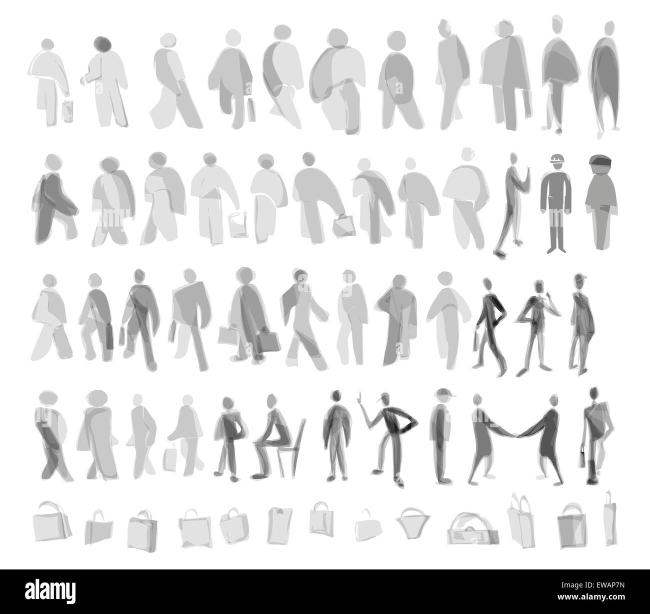 Collection of people in different situations and accessories Stock ...