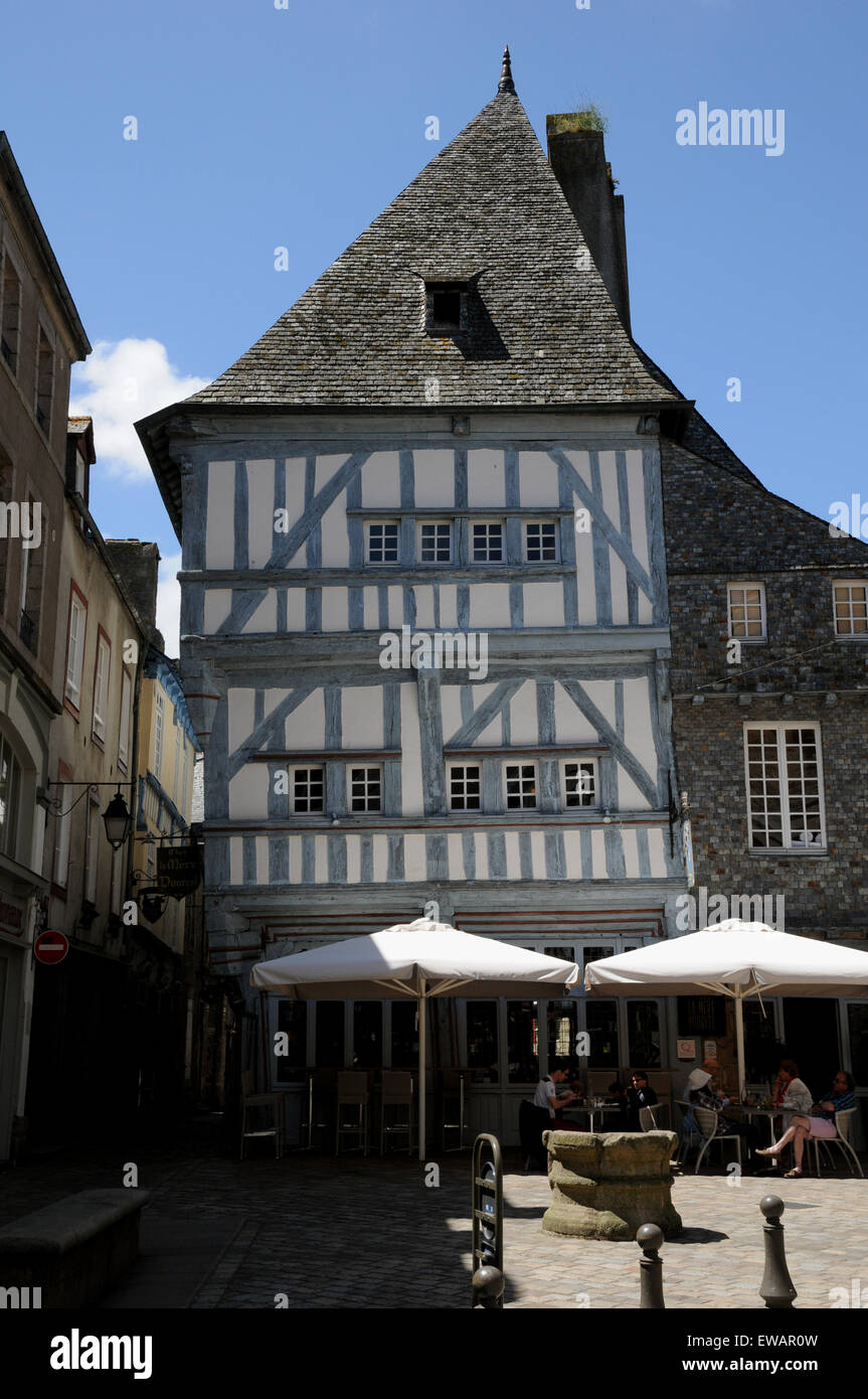 Medieval timbered building, now occupied by a café-restaurant, in the ...