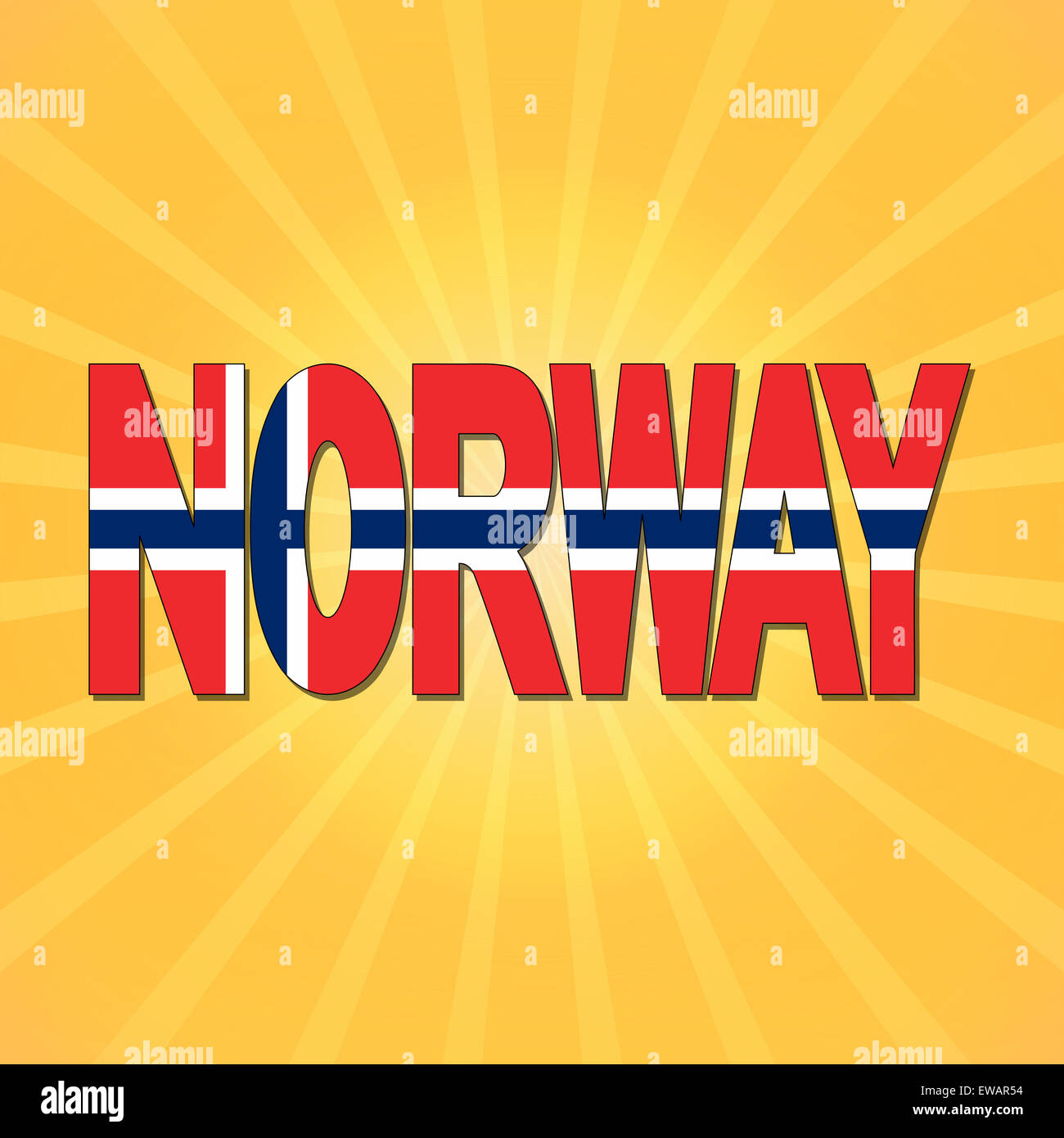 Norway flag text with sunburst illustration Stock Photo - Alamy