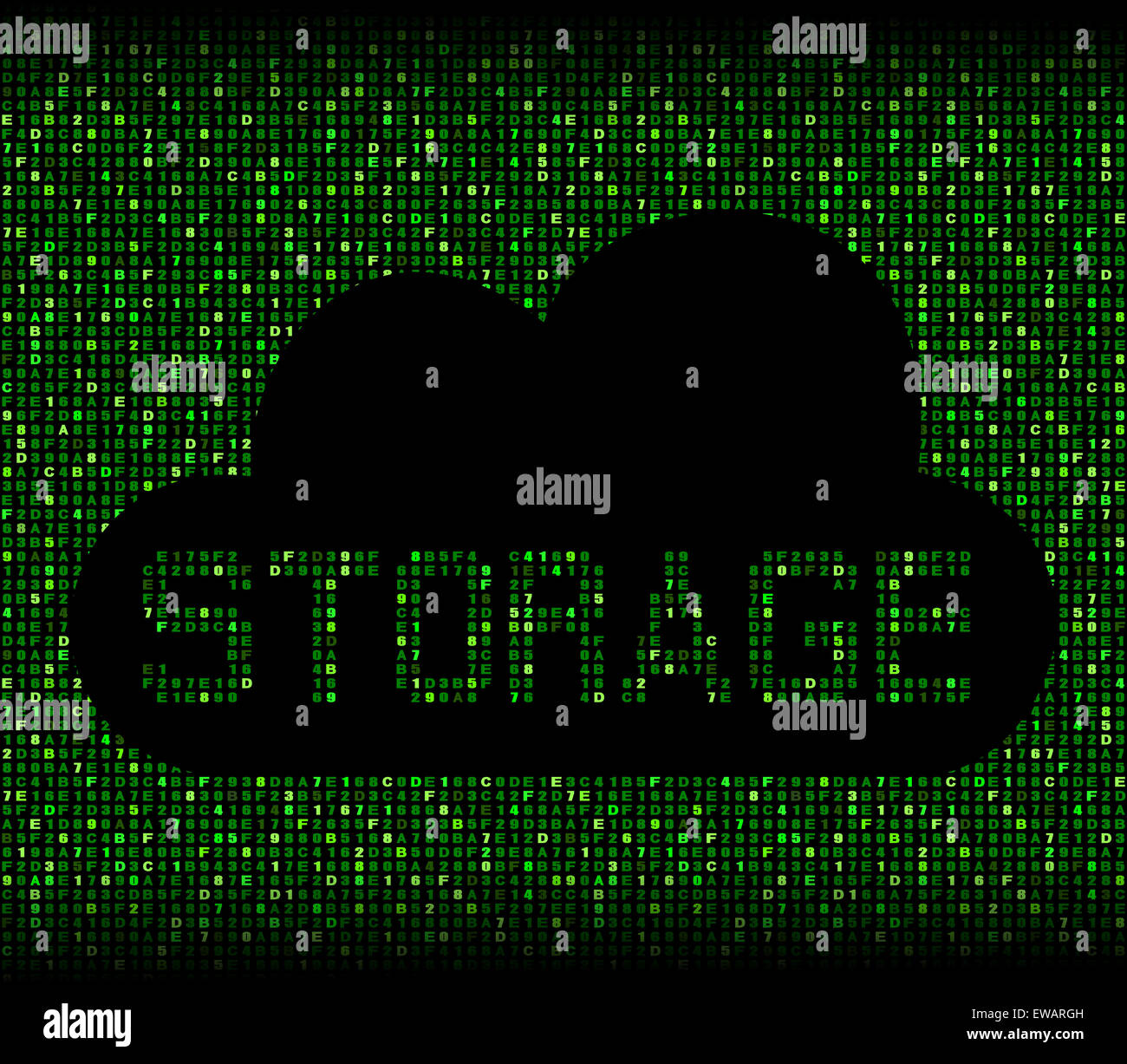 Cloud storage silhouette on hex code illustration Stock Photo - Alamy