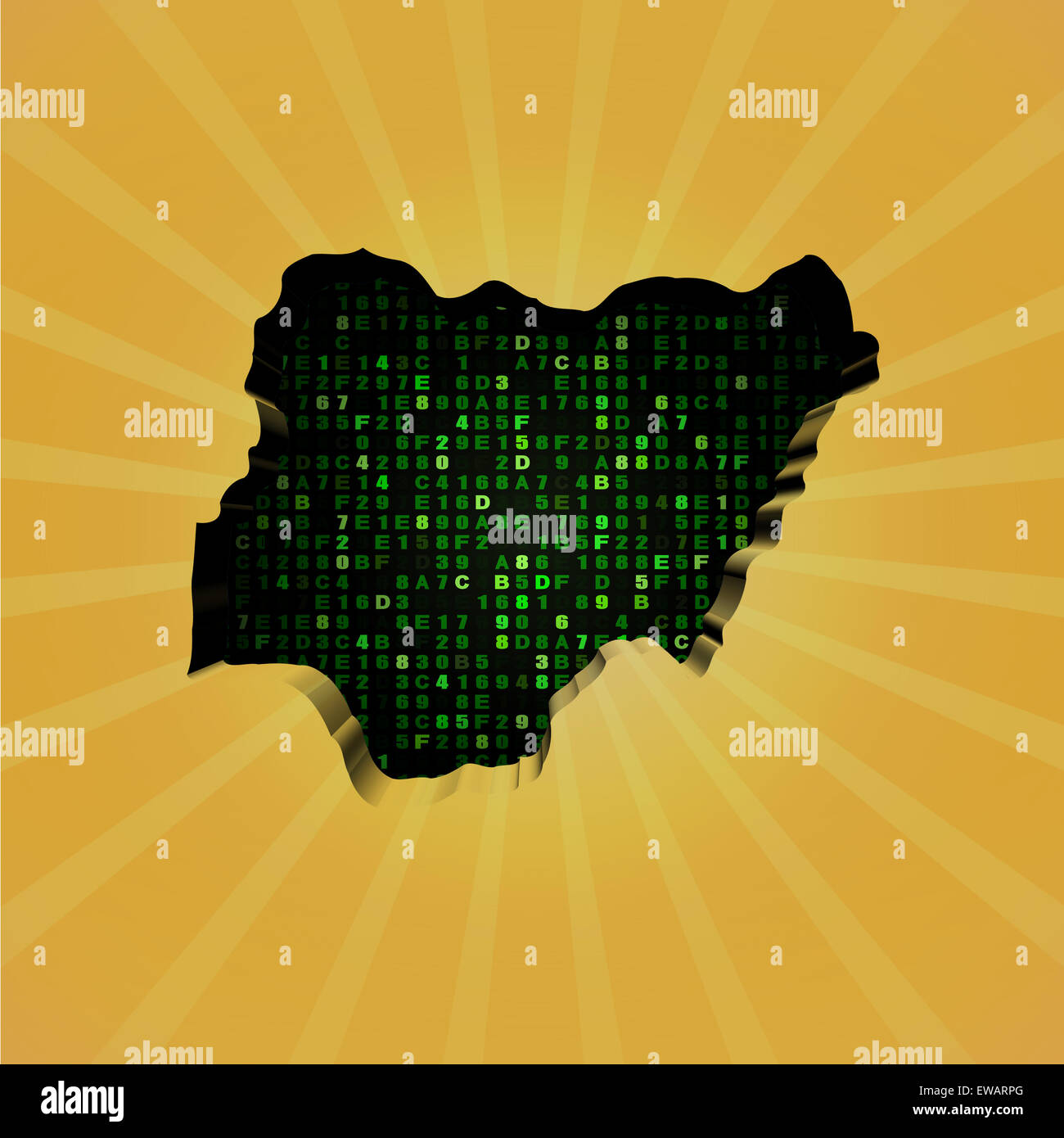 Nigeria sunburst map with hex code illustration Stock Photo - Alamy