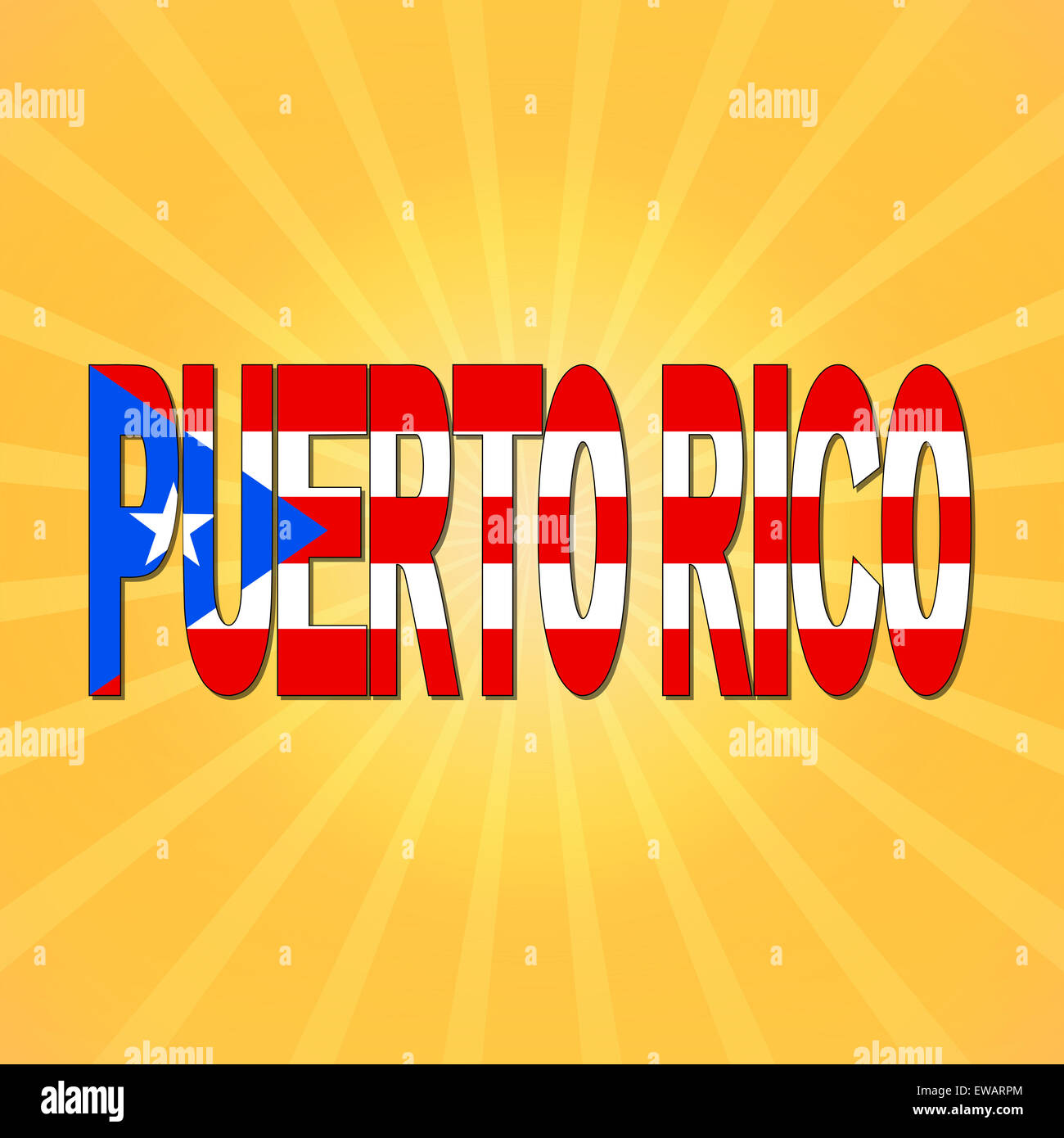 Puerto Rico flag text with sunburst illustration Stock Photo - Alamy