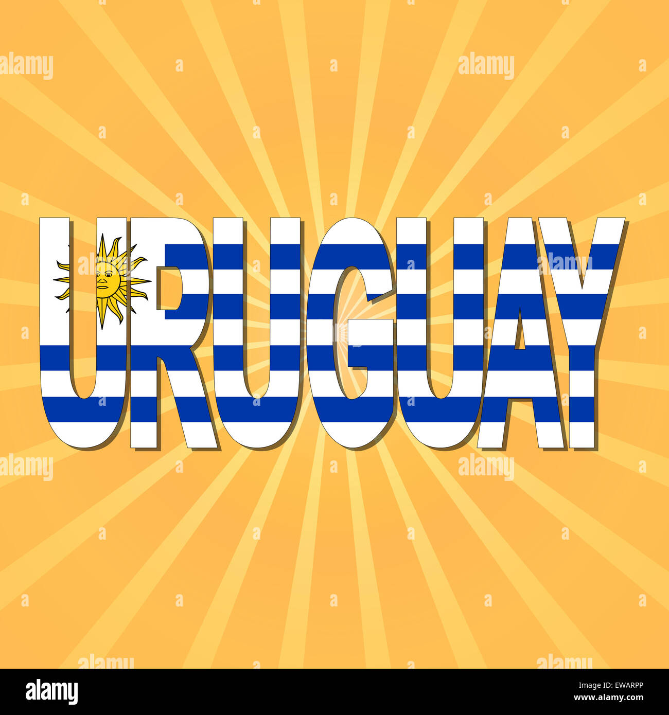 Uruguay flag text with sunburst illustration Stock Photo - Alamy