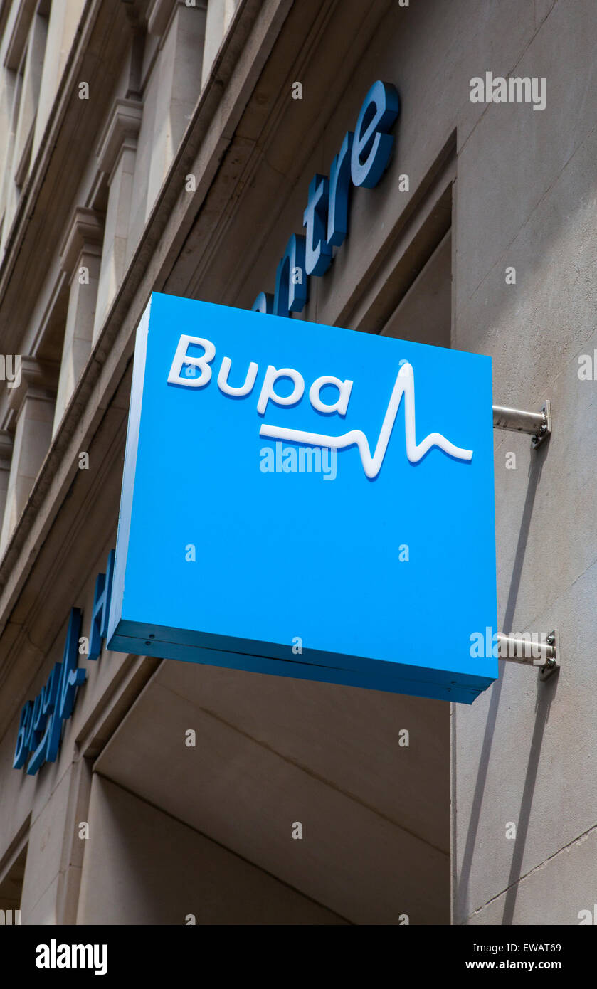 LONDON, UK - JUNE 10TH 2015: The Bupa sign outside a Bupa Health Centre ...