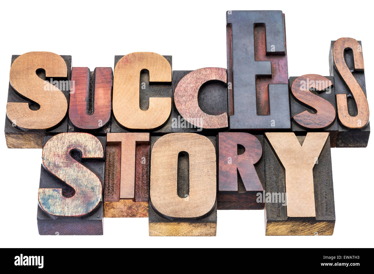 success story word abstract - isolated text in vintage letterpress wood ...