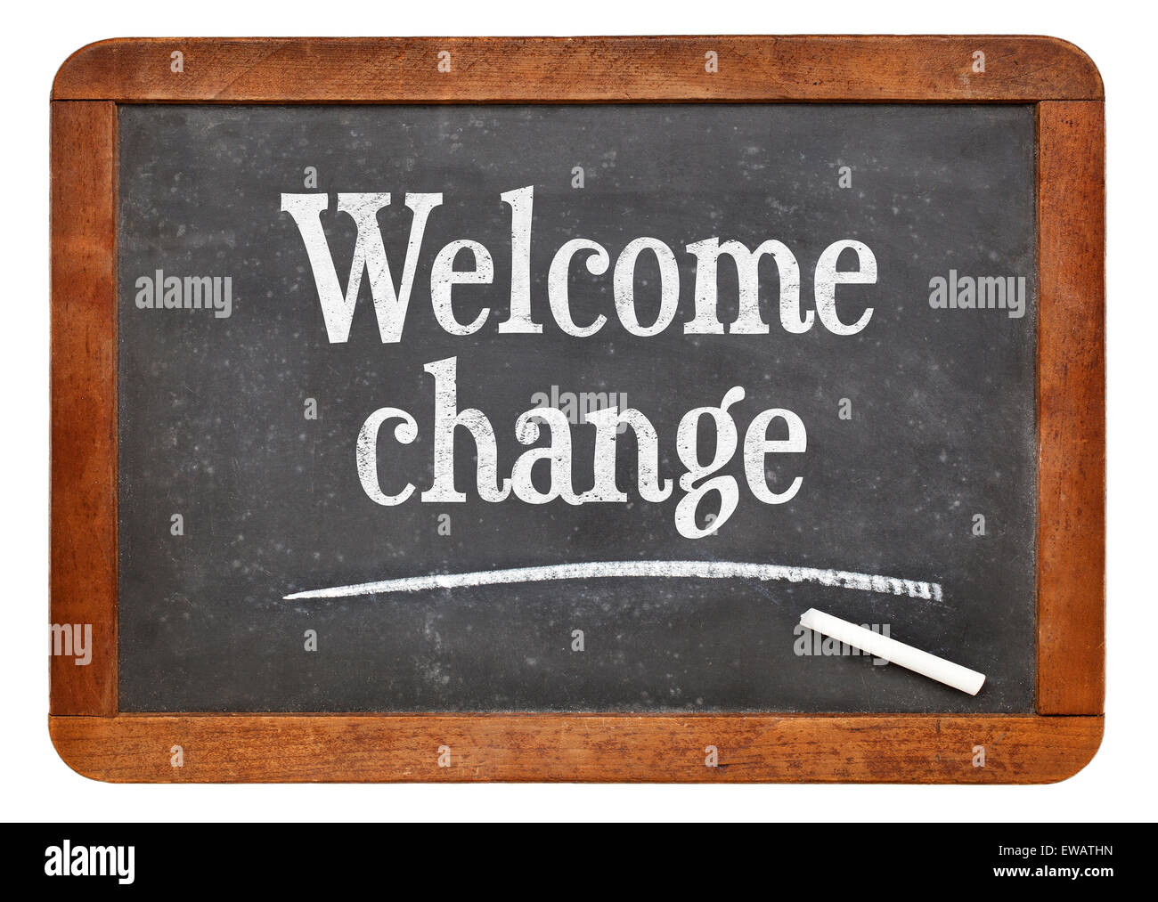 Welcome change phrase on a vintage slate blackboard Stock Photo - Alamy