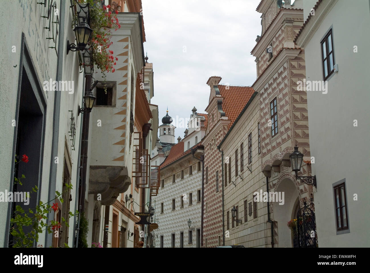 Historic centre streets in medieval city UNESCO Cesky Krumlov, South ...
