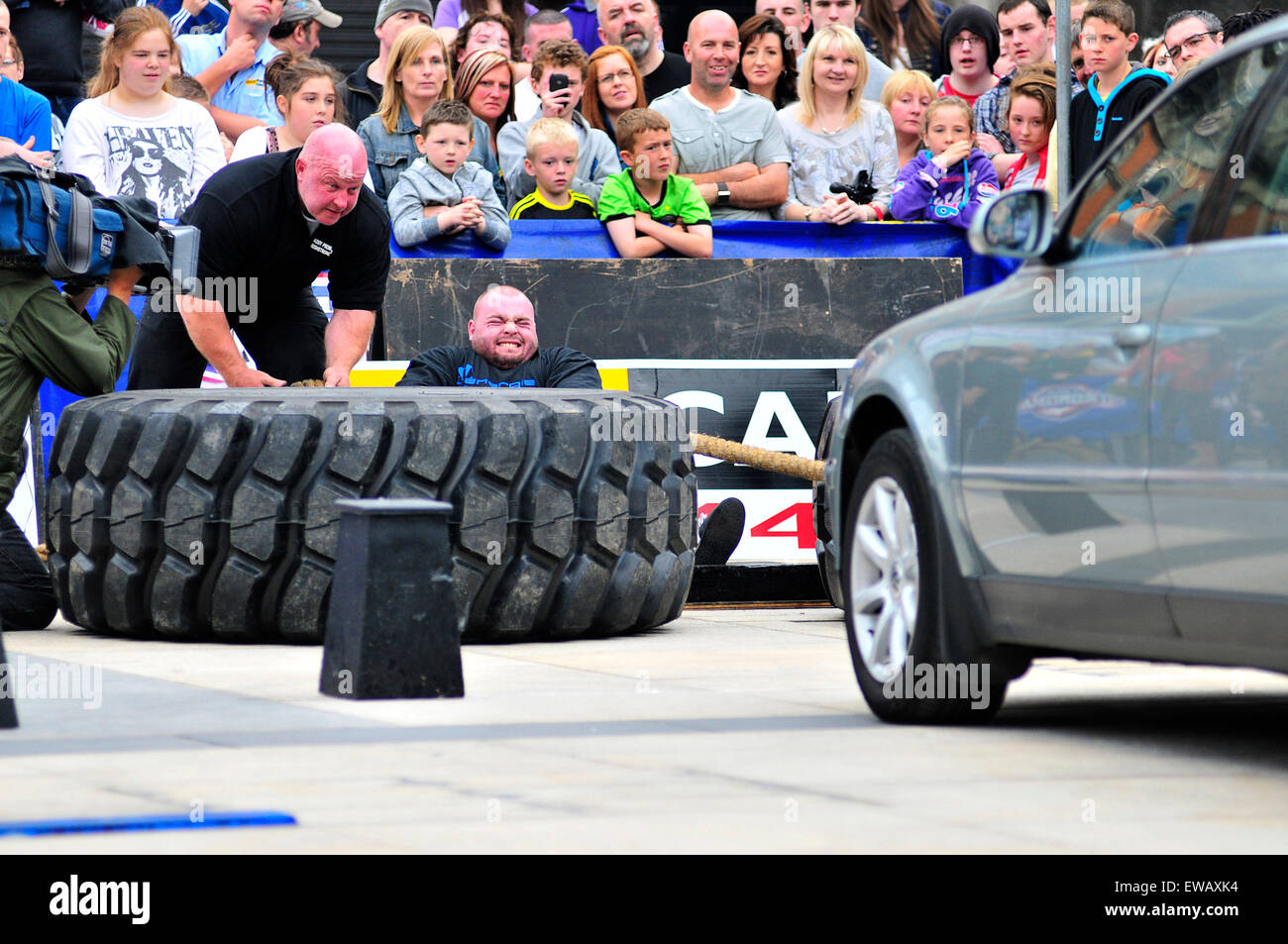 Competitor pulls a car in the Ireland's Strongest Man contest in ...