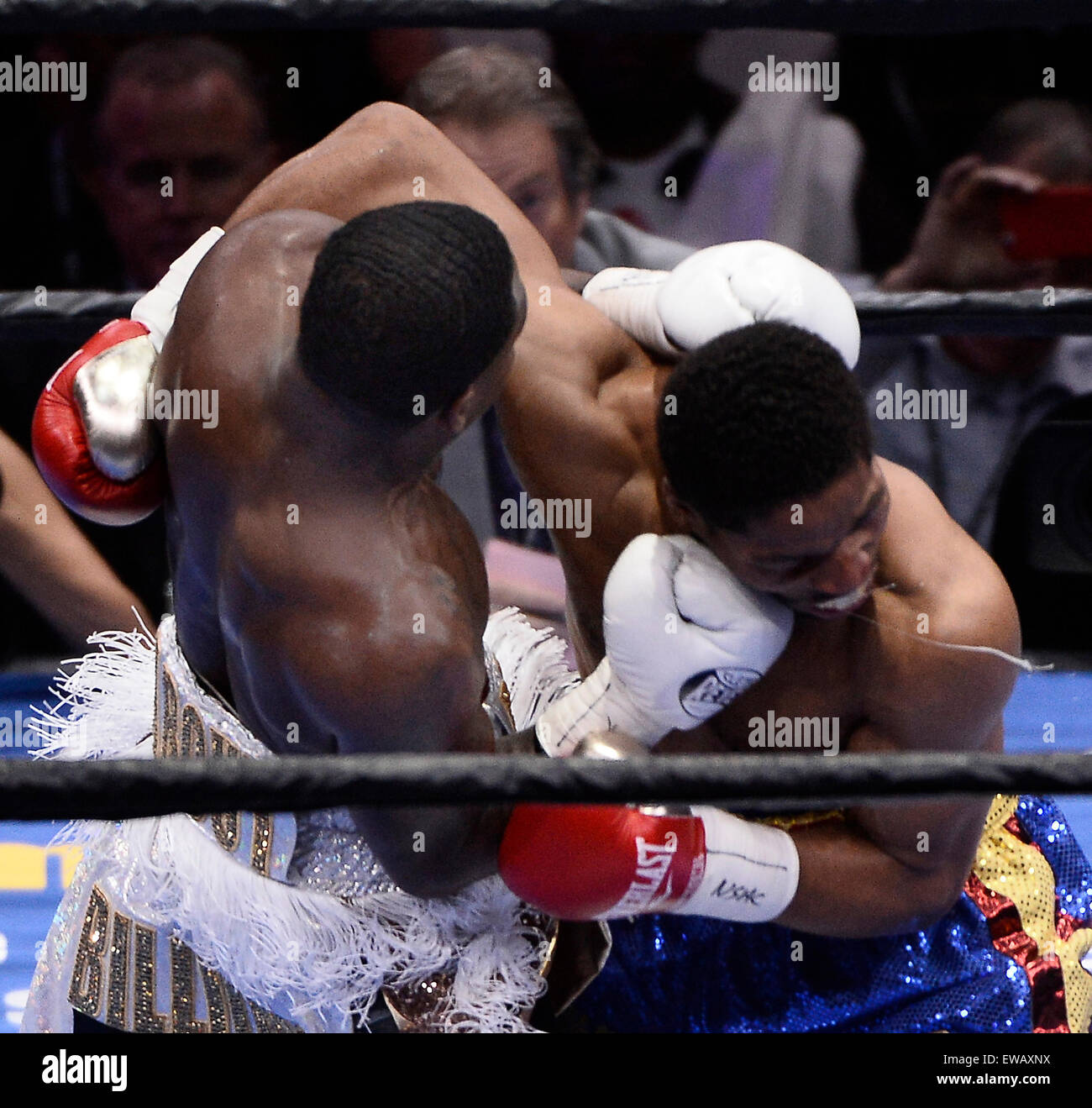Las Vegas, Nevada, USA. 20th June, 2015. (in Blue trunks) Shawn Porter ...