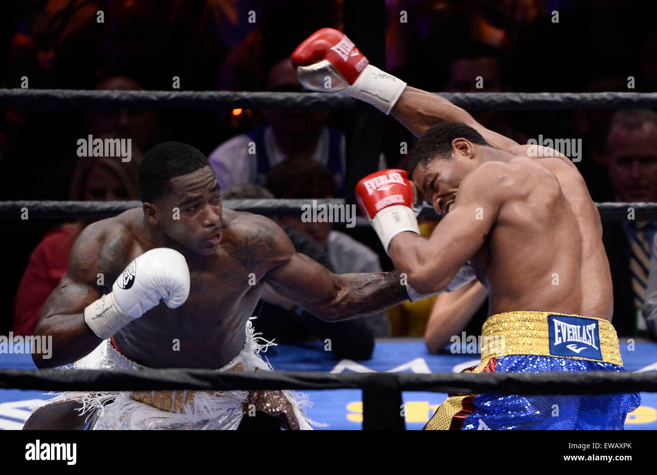 Las Vegas, Nevada, USA. 20th June, 2015. (in Blue trunks) Shawn Porter ...