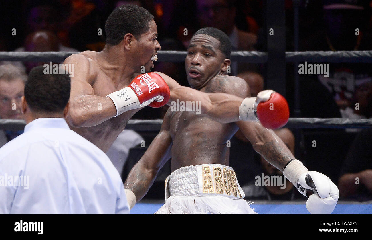 Las Vegas, Nevada, USA. 20th June, 2015. (in Blue trunks) Shawn Porter ...