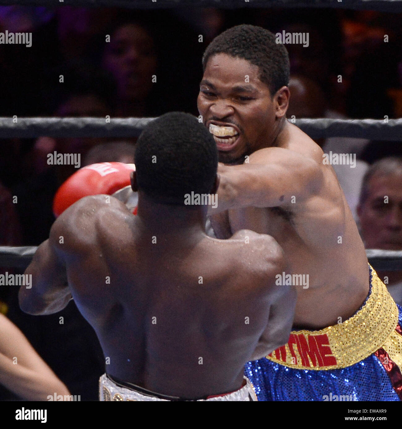 Las Vegas, Nevada, USA. 20th June, 2015. (in Blue trunks) Shawn Porter ...