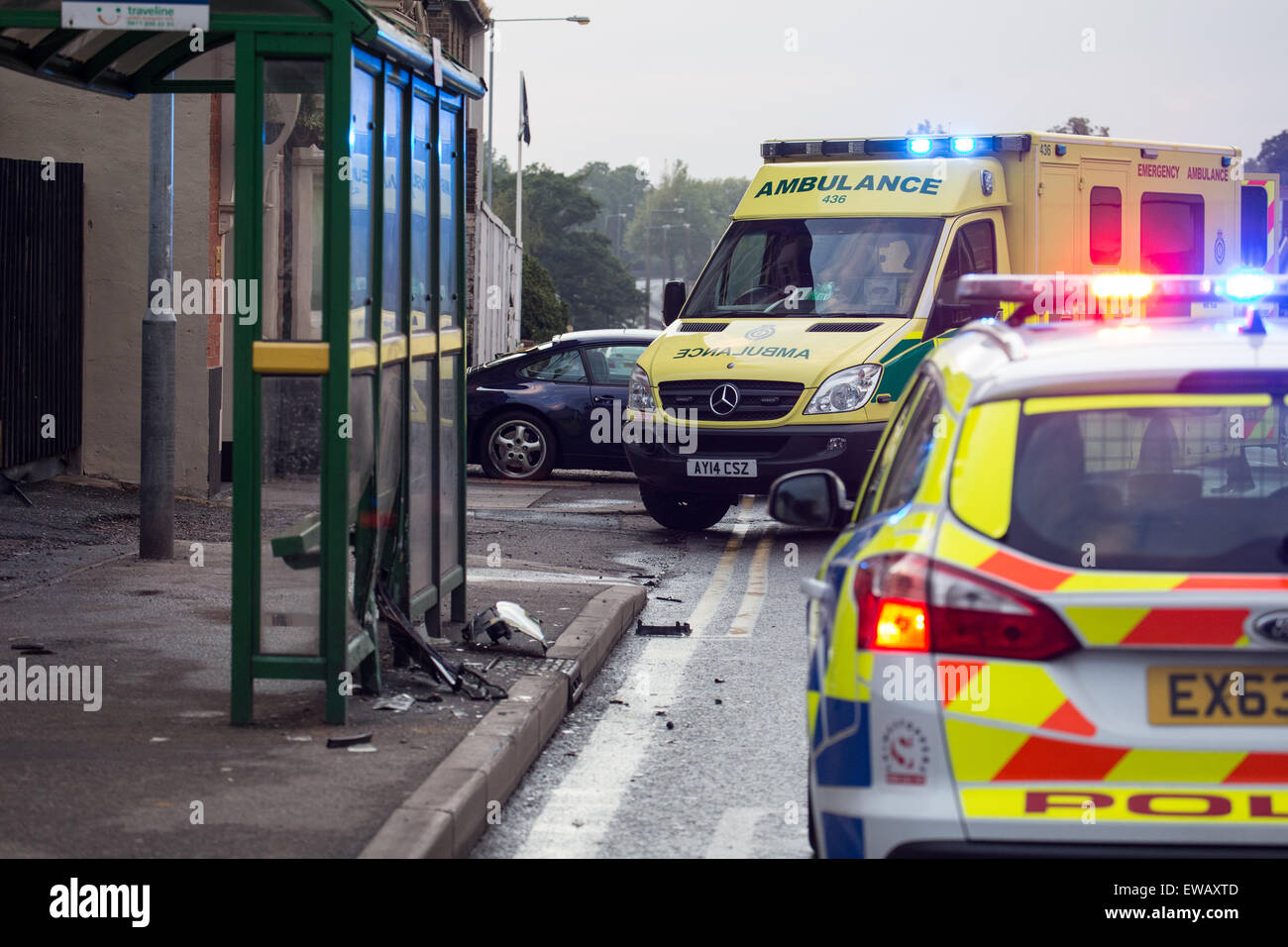 Southend-on-Sea, UK. 20th June, 2015. Porsche Car Crashes into bus ...