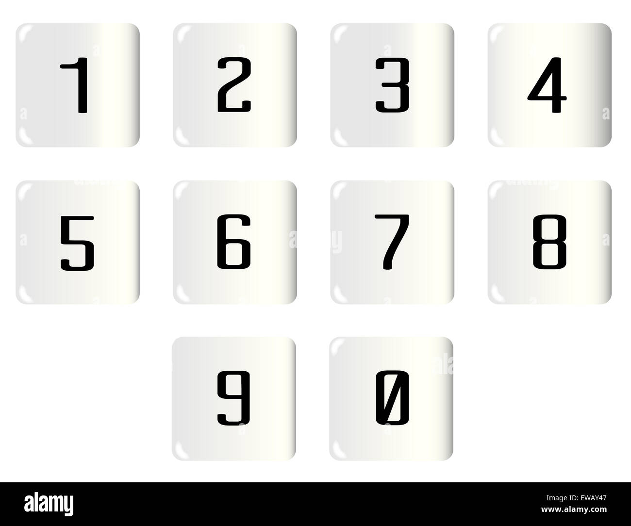 White dice with the numbers zero to nine Stock Photo - Alamy