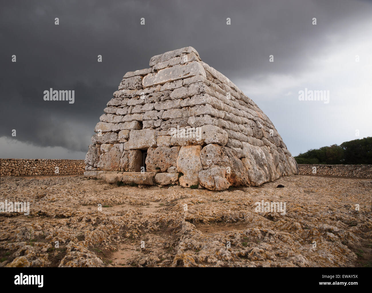 Naveta des Tudons, funerary megalithic monument in Menorca, Spain Stock ...