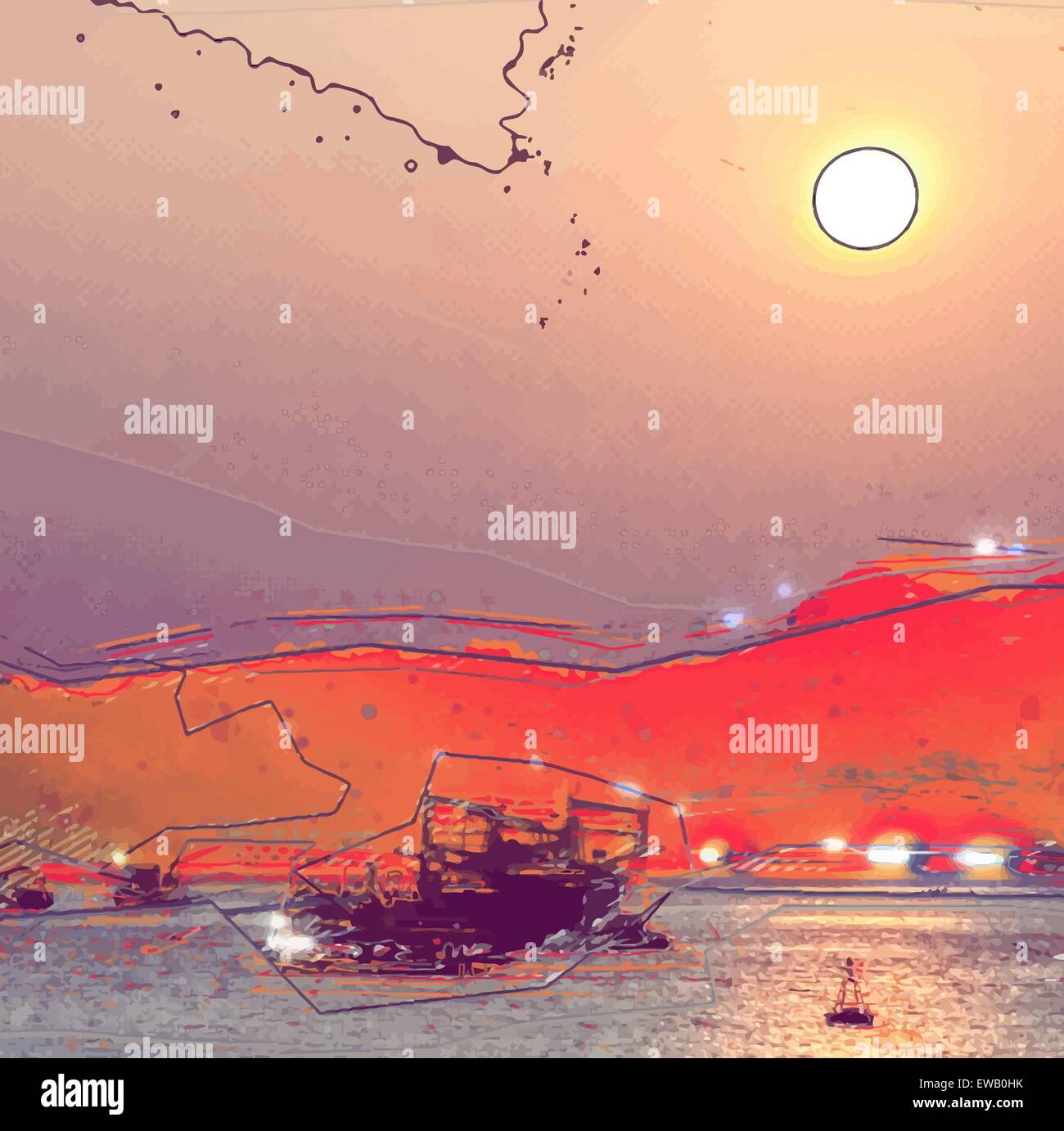 Expressionist painting of a sunset Stock Vector Image & Art - Alamy