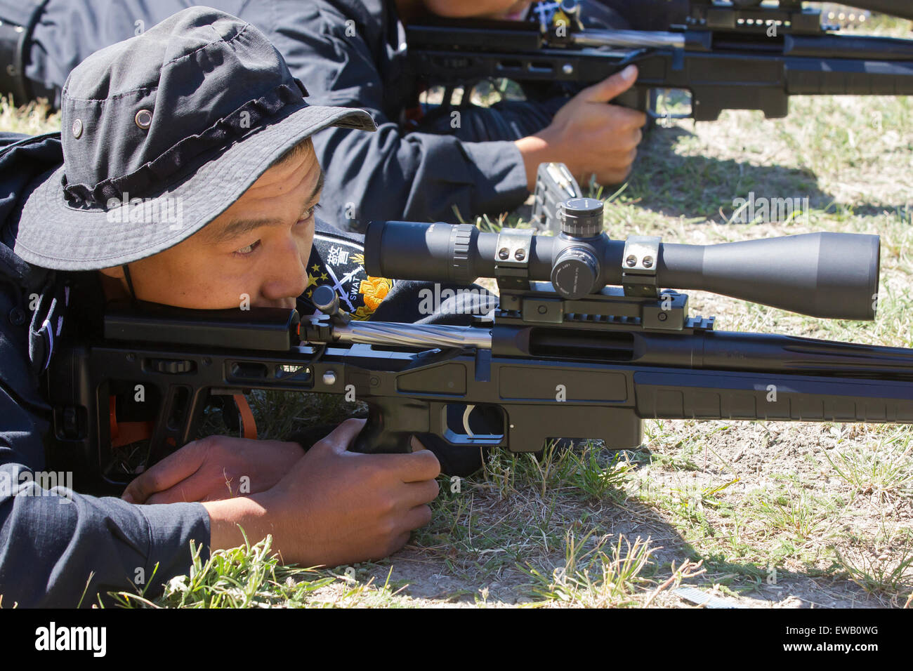 Budapest. 21st June, 2015. A Chinese sniper shoots on the opening day ...
