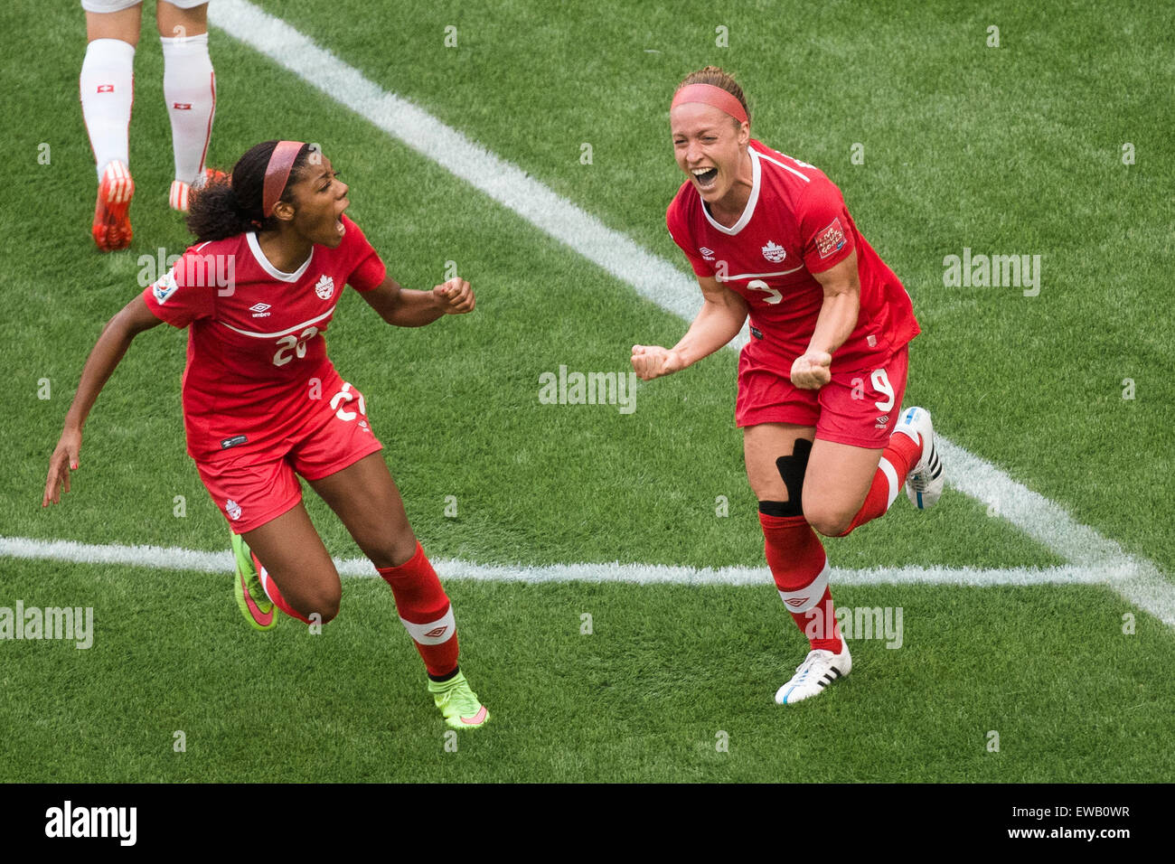 June 21, 2015: Josee BELANGER of Canada celebrates her goal during a ...