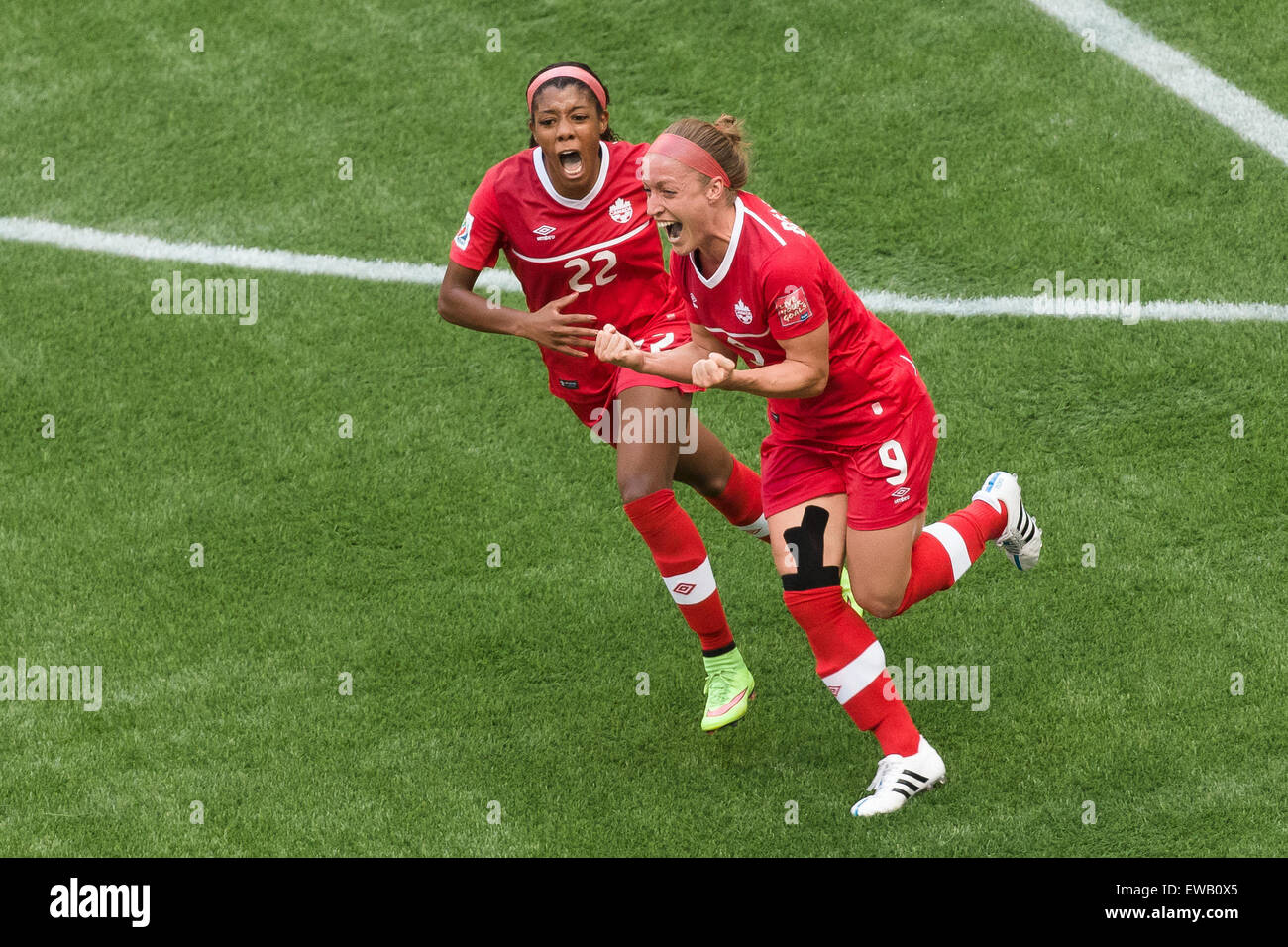 June 21, 2015: Josee BELANGER of Canada celebrates her goal during a ...