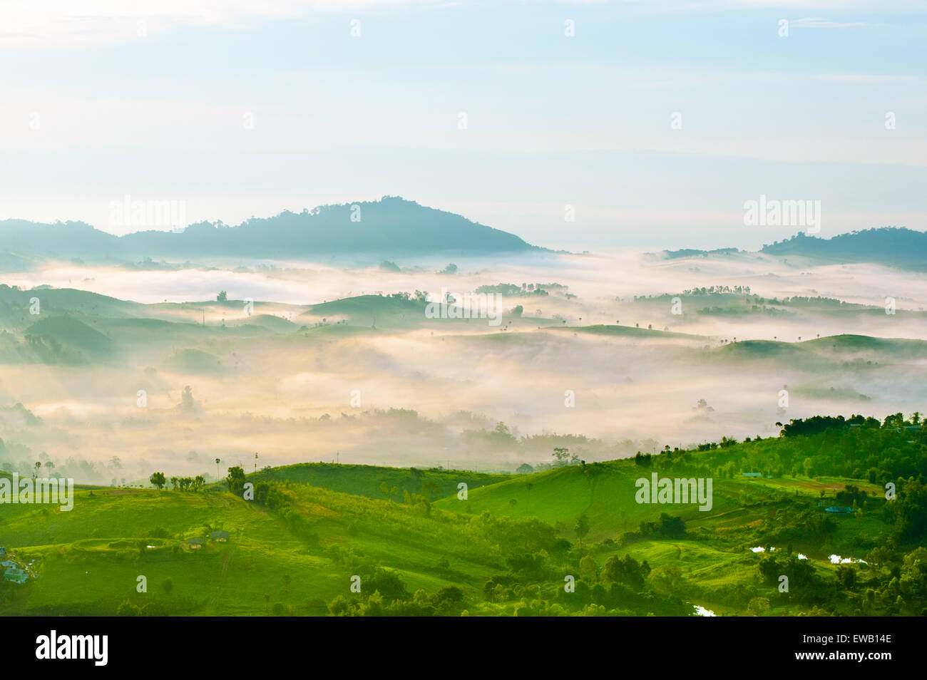 Morning Mist at Tropical Mountain and blue sky Stock Photo - Alamy