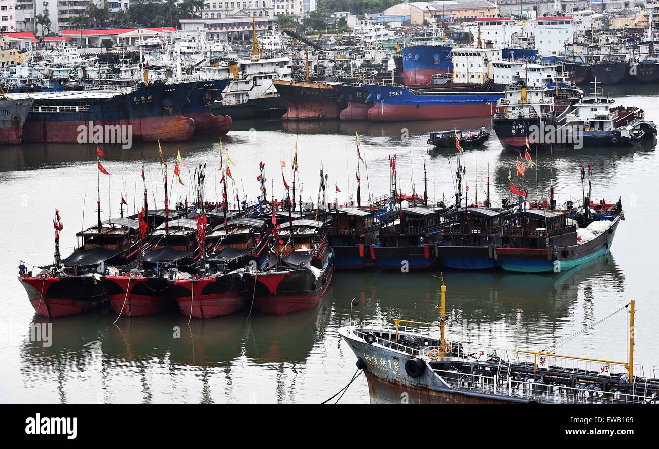 Haikou, China's Hainan Province. 22nd June, 2015. Ships berth at ...