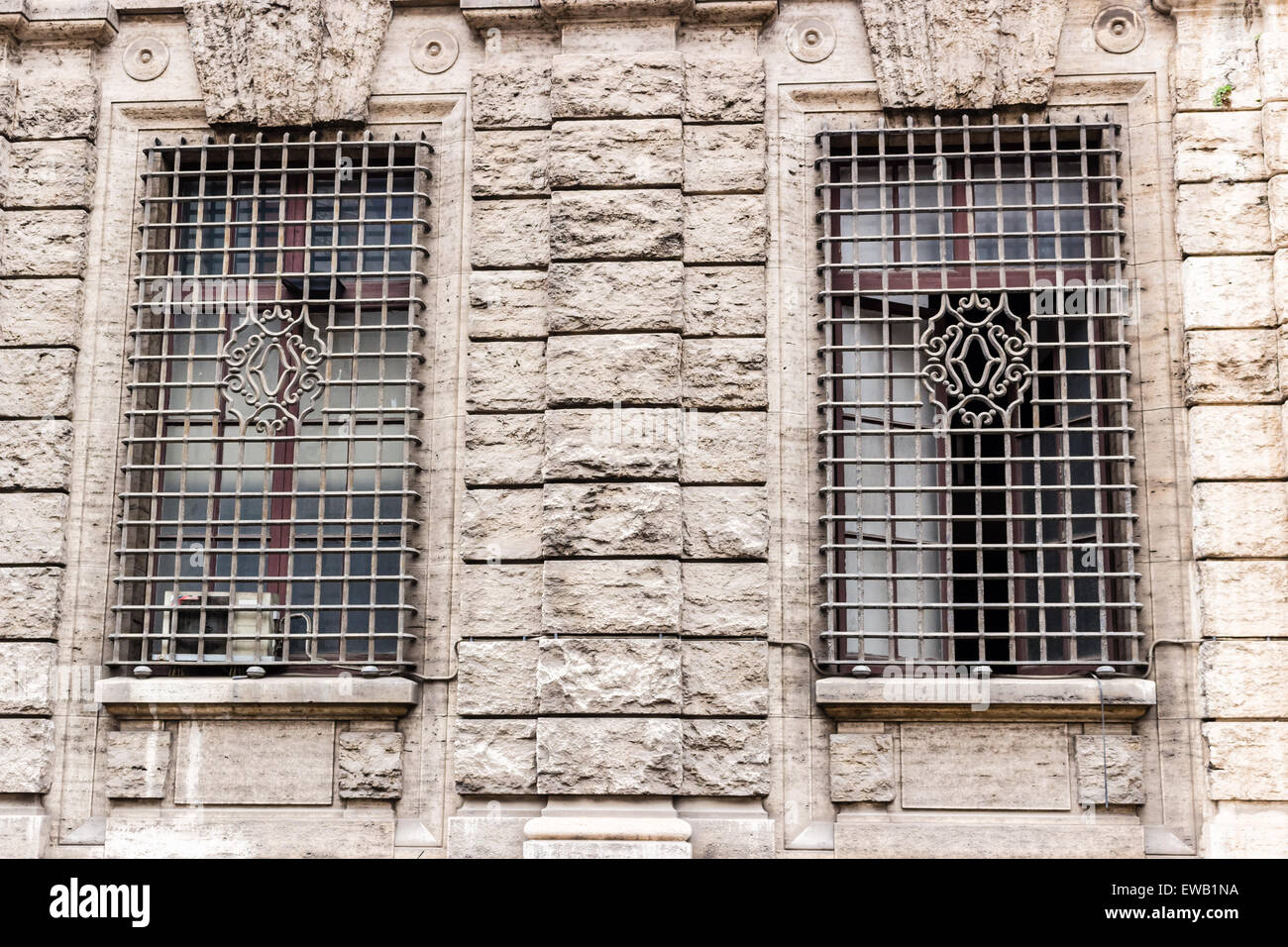 Windows of historical building in the center of Rome Stock Photo - Alamy