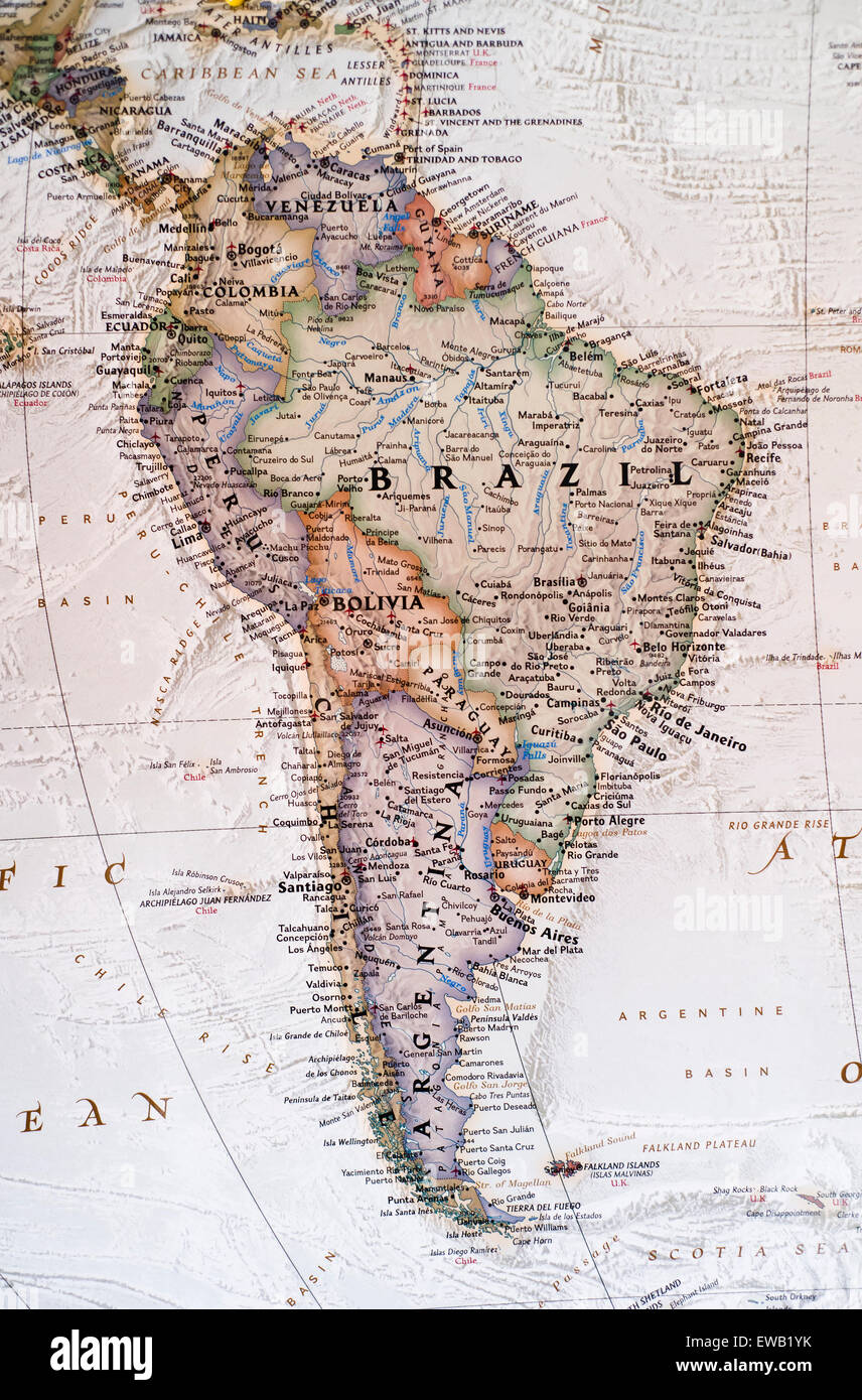 Political map of South America. Small part of a big map Stock Photo - Alamy