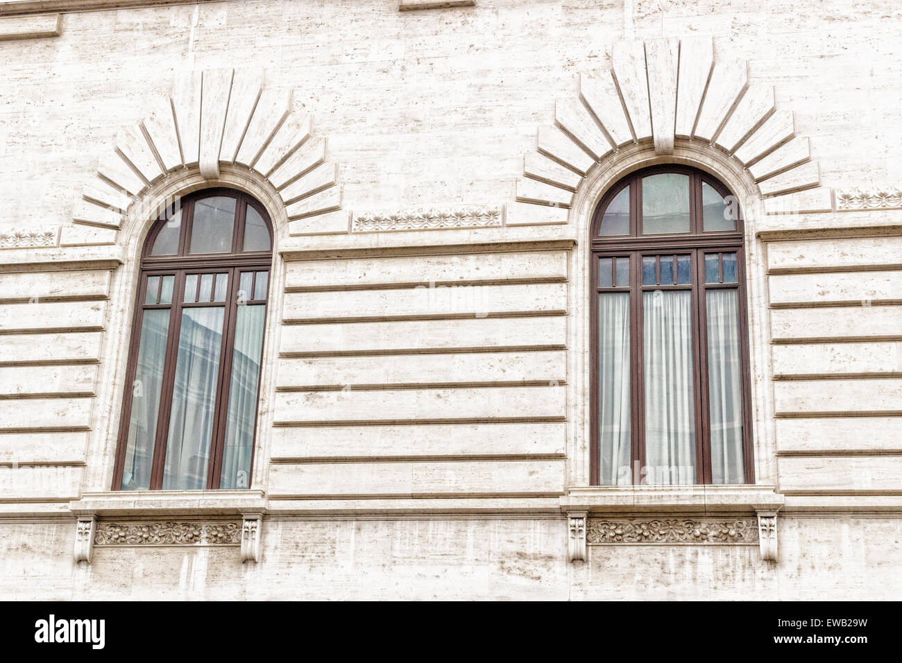Windows of historical building in the center of Rome Stock Photo - Alamy