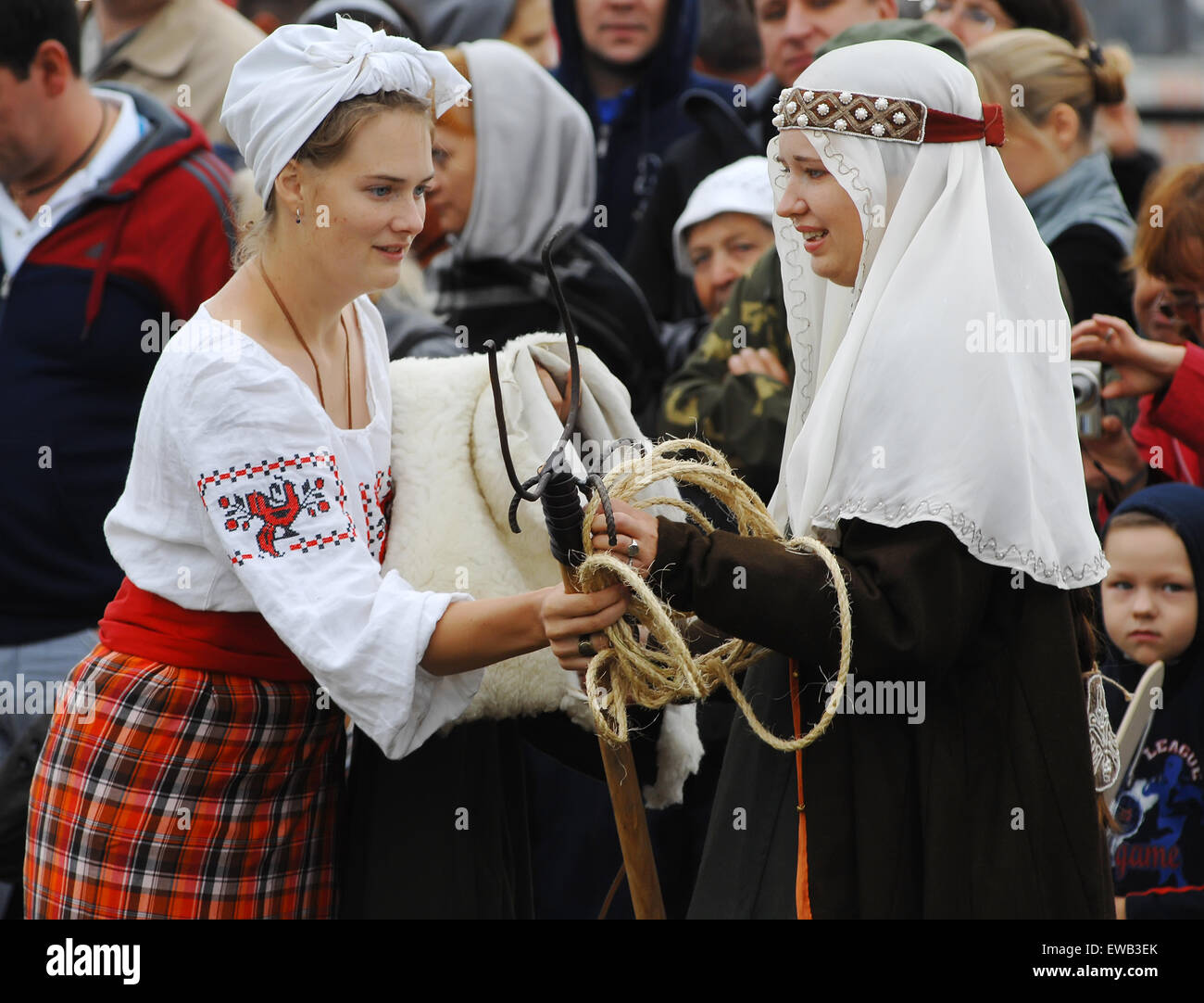 RUSSIA, MOLODI VILLAGE - JULY 27: Unidentified people in retro costume ...