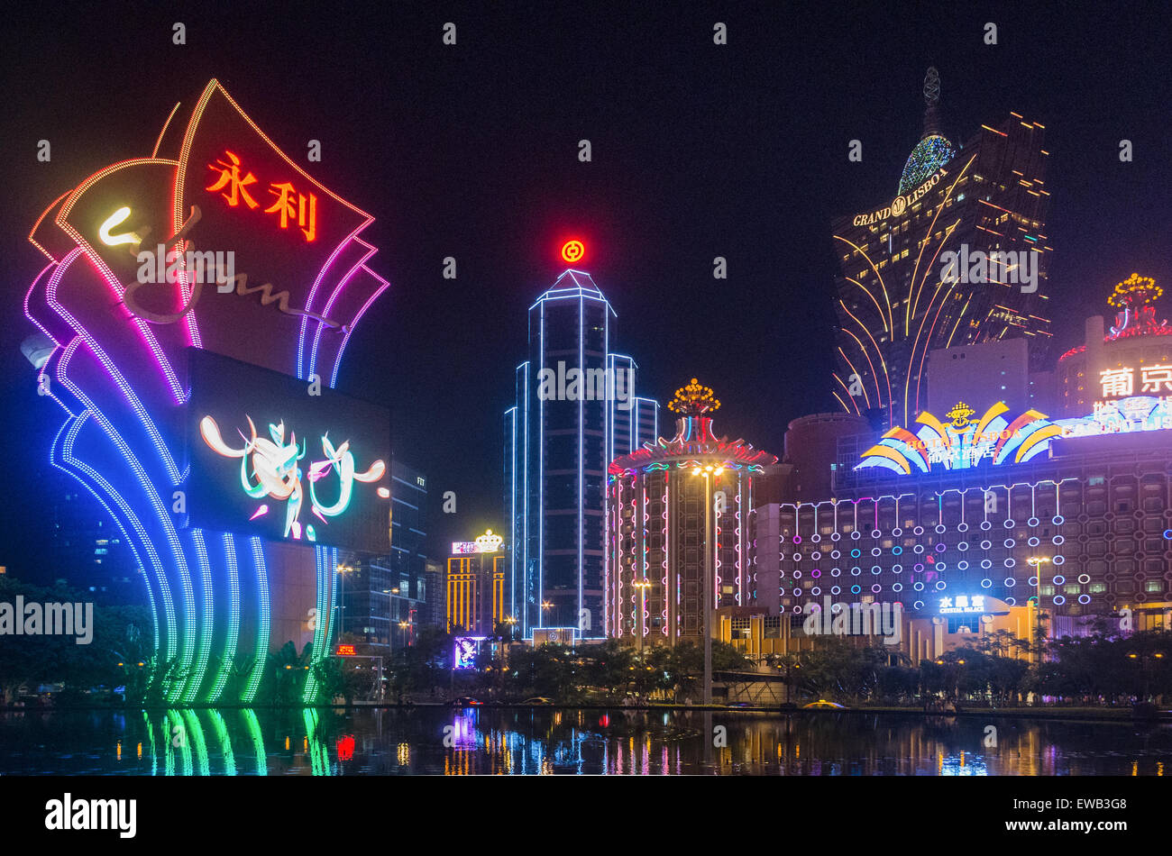 Casinos in Macau at night, one of the tourist destination in asia Stock ...