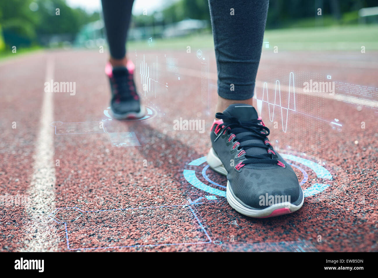close up of woman feet running on track Stock Photo - Alamy