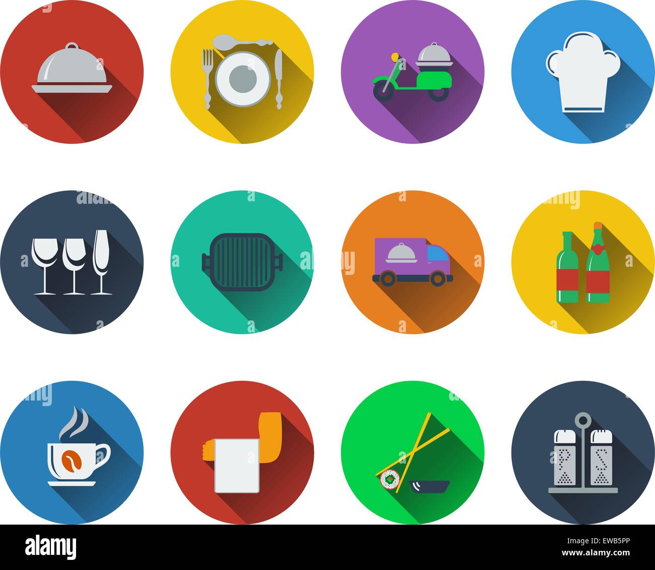 Set of restaurant icons in flat design. EPS 10 vector illustration with ...